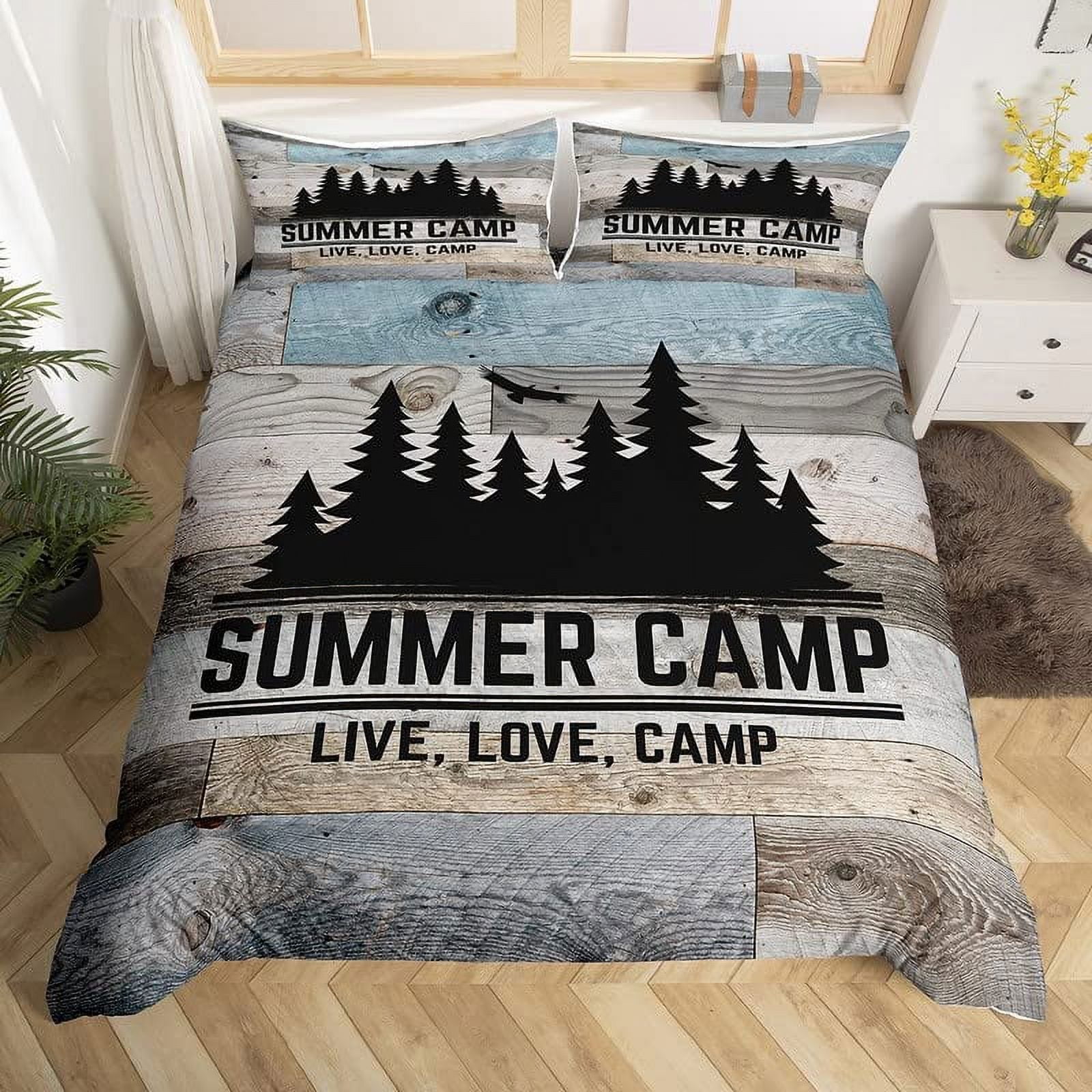 Happy Camping Duvet Cover Set Rustic Farmhouse Style Bedding Set ...