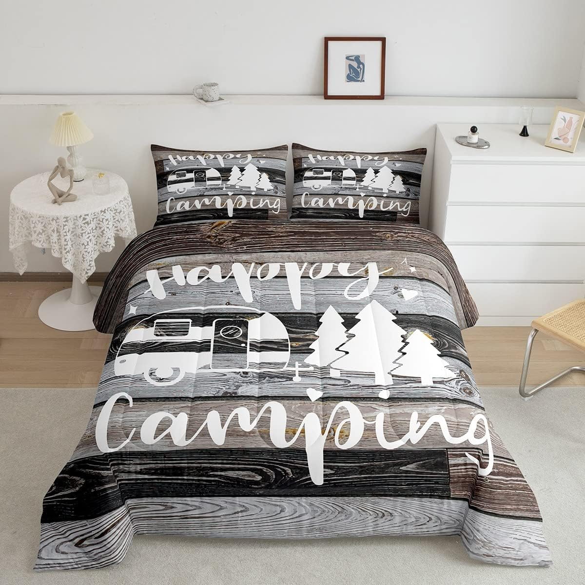 Happy Camping Full Size Comforter Set Camper Bedding Set for Kids ...
