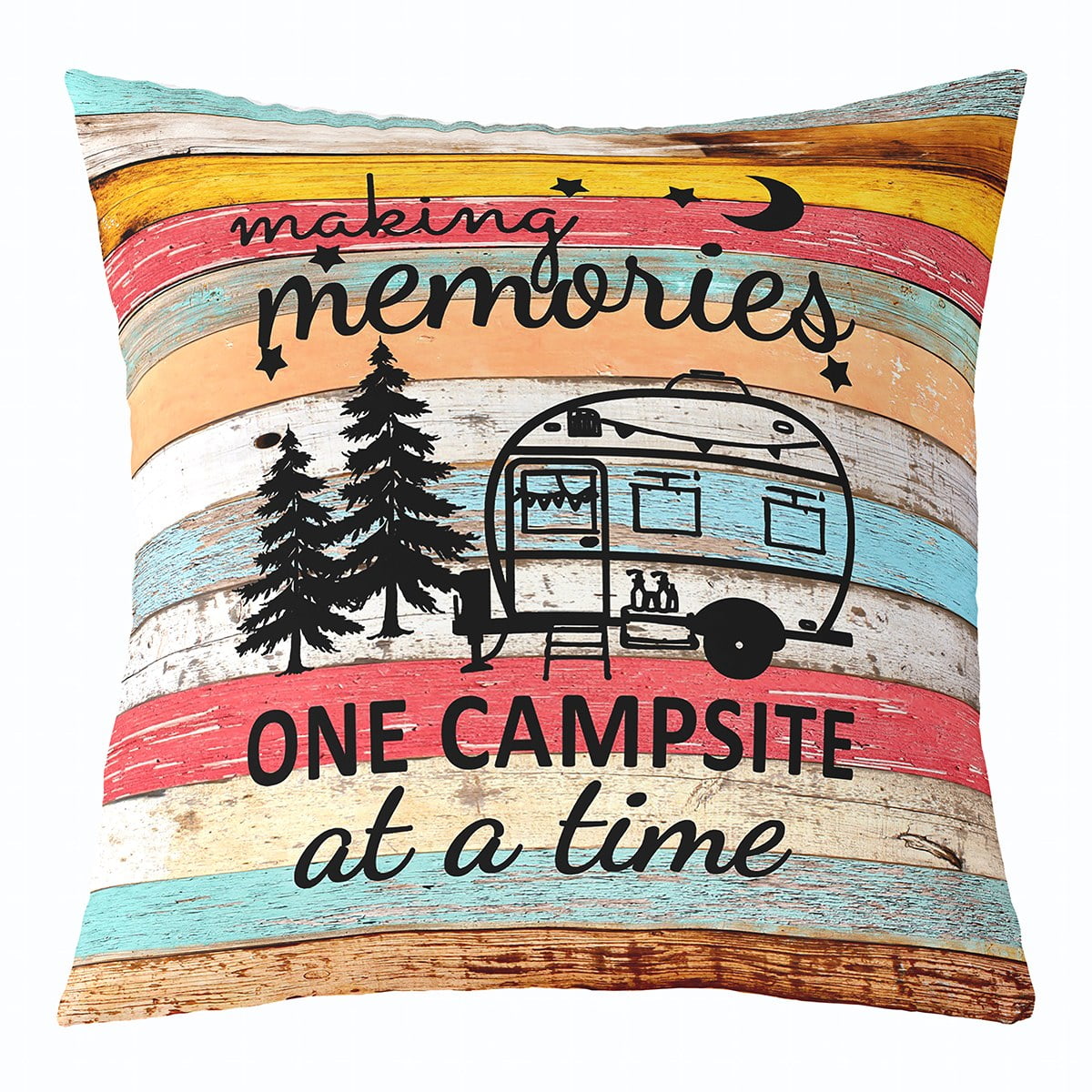 Happy Camping Pillow Cover,Camper Throw Pillow Cover for Travel ...