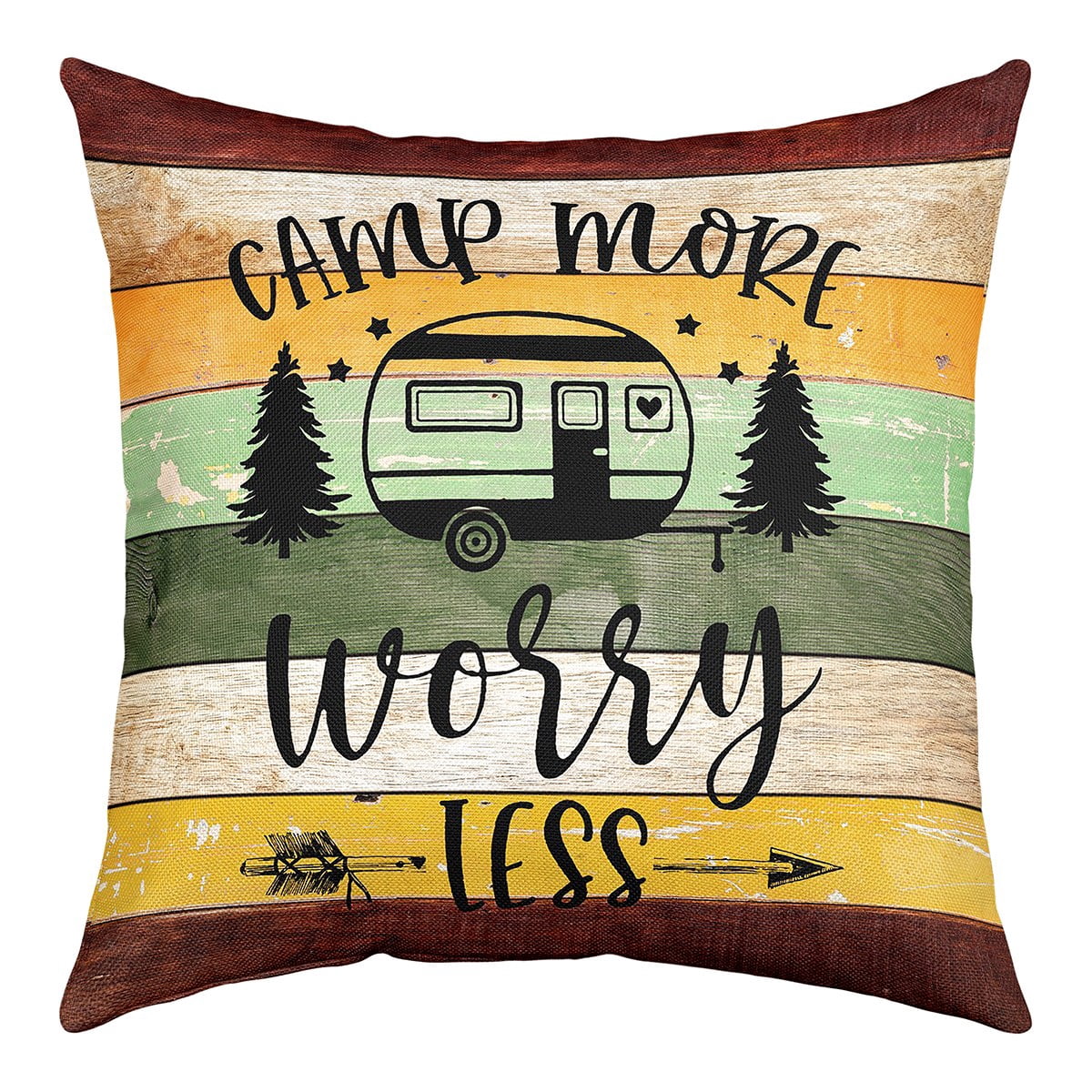 Happy Camping Throw Pillow Cover,Camper Pillow Cover for Travel ...