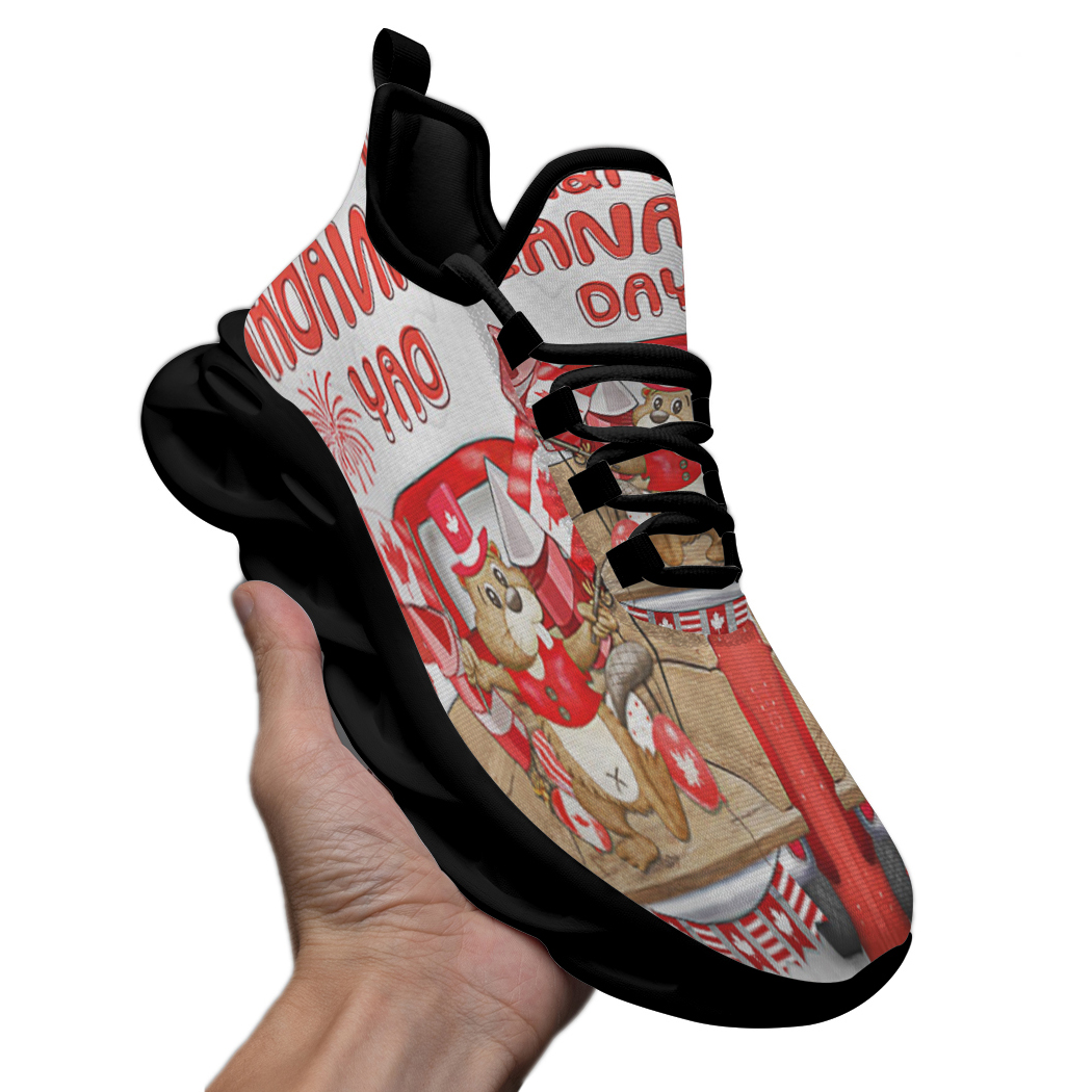 Happy Canada Day Beaver Canadian Shoes Sneakers Black Size 11 - Walmart.com