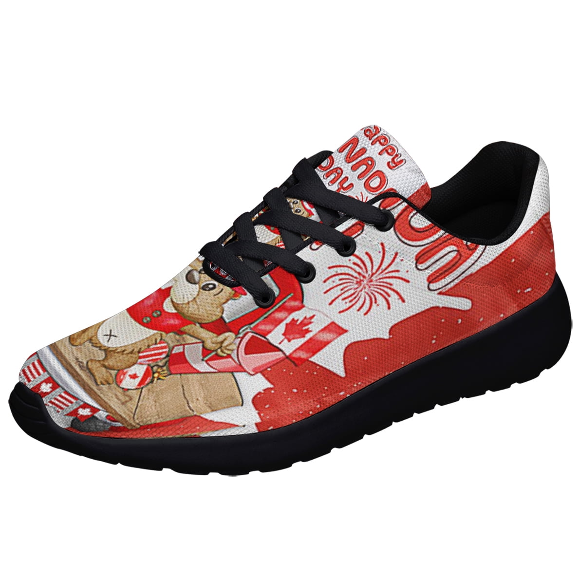 Happy Canada Day Beaver Canadian Shoes Sneakers Black Size 9.5 - Walmart.com