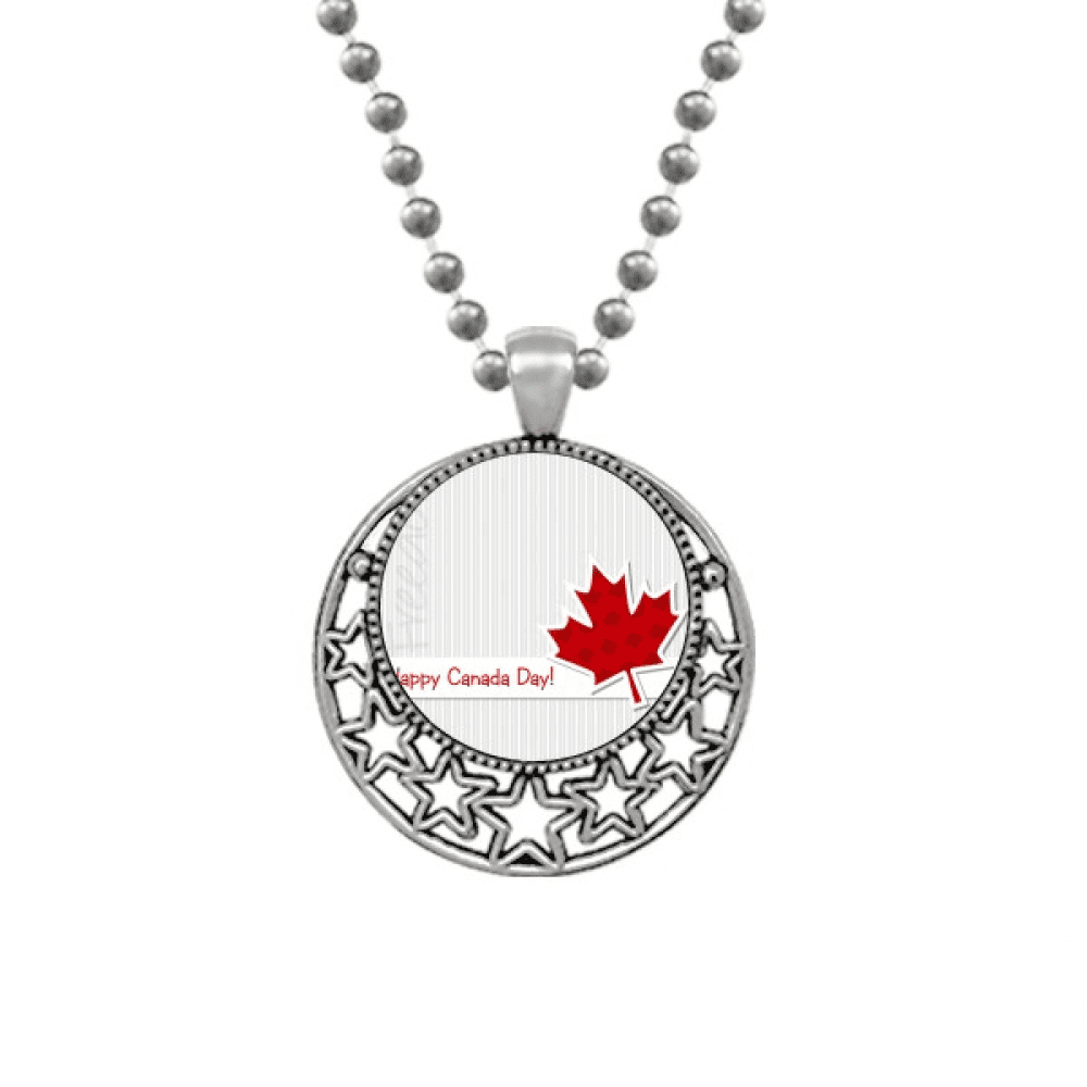Happy Canada Day Vertical Grain Maple Necklaces Pendant Retro Moon ...