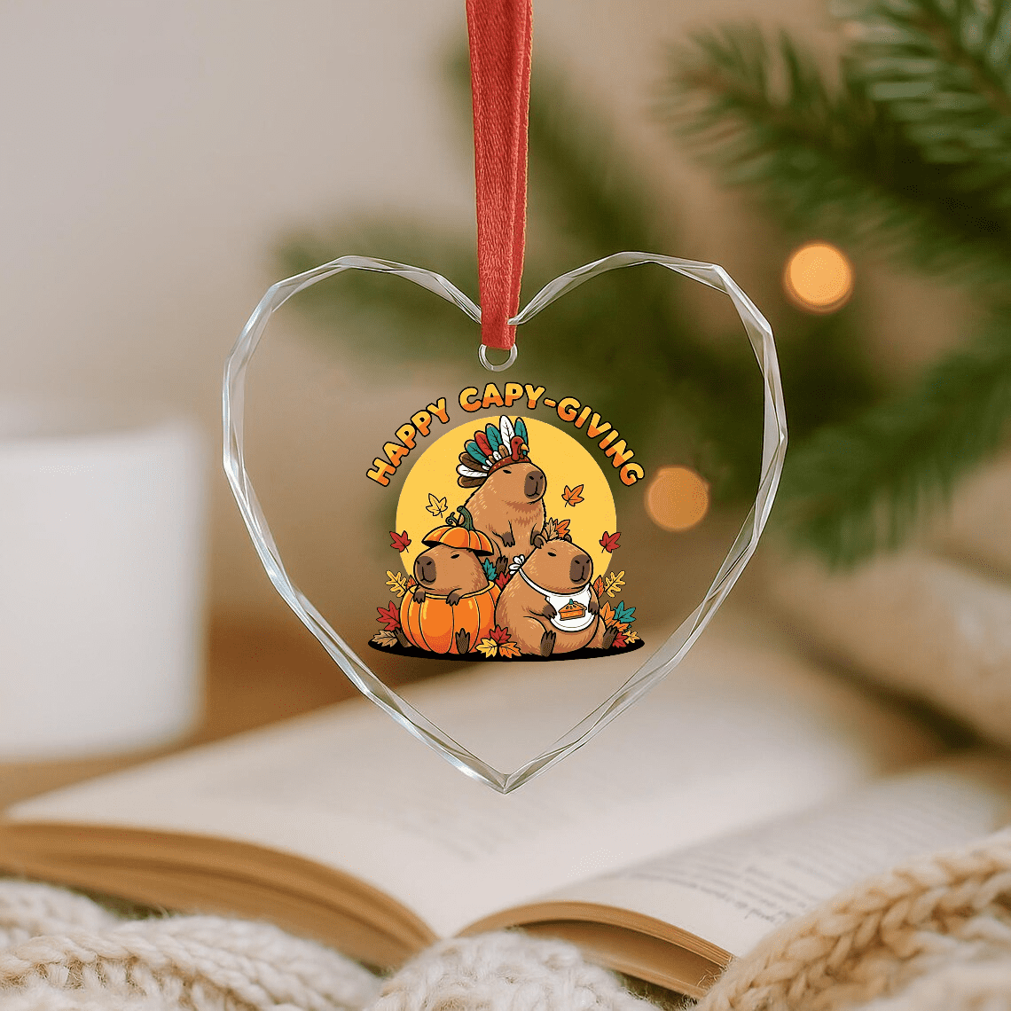 Happy Capy Giving Capybara Thanksgiving Ornament Home Decoration ...