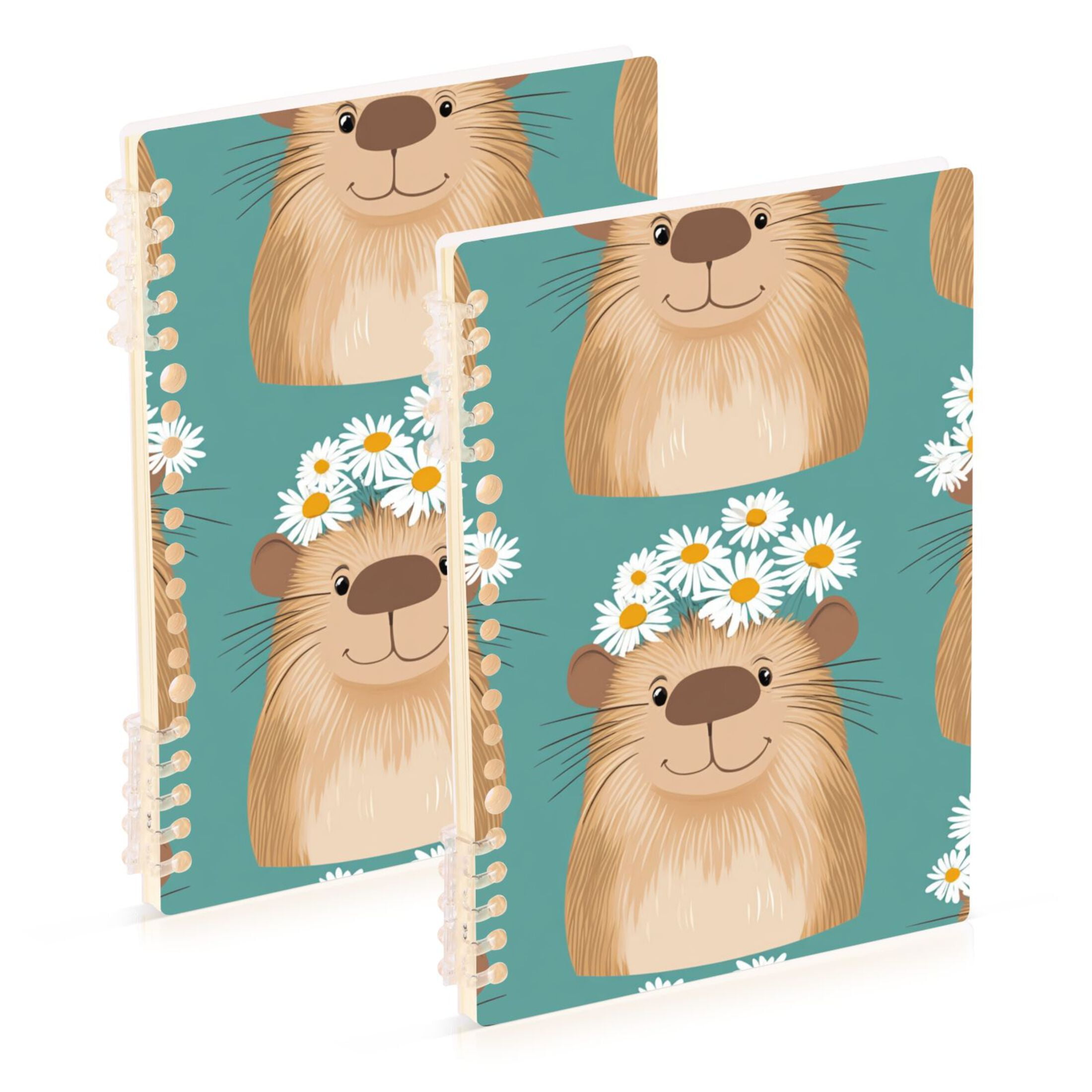 Happy Capybaras with Flower Garlands Notebook Detachable Coil Notebook ...