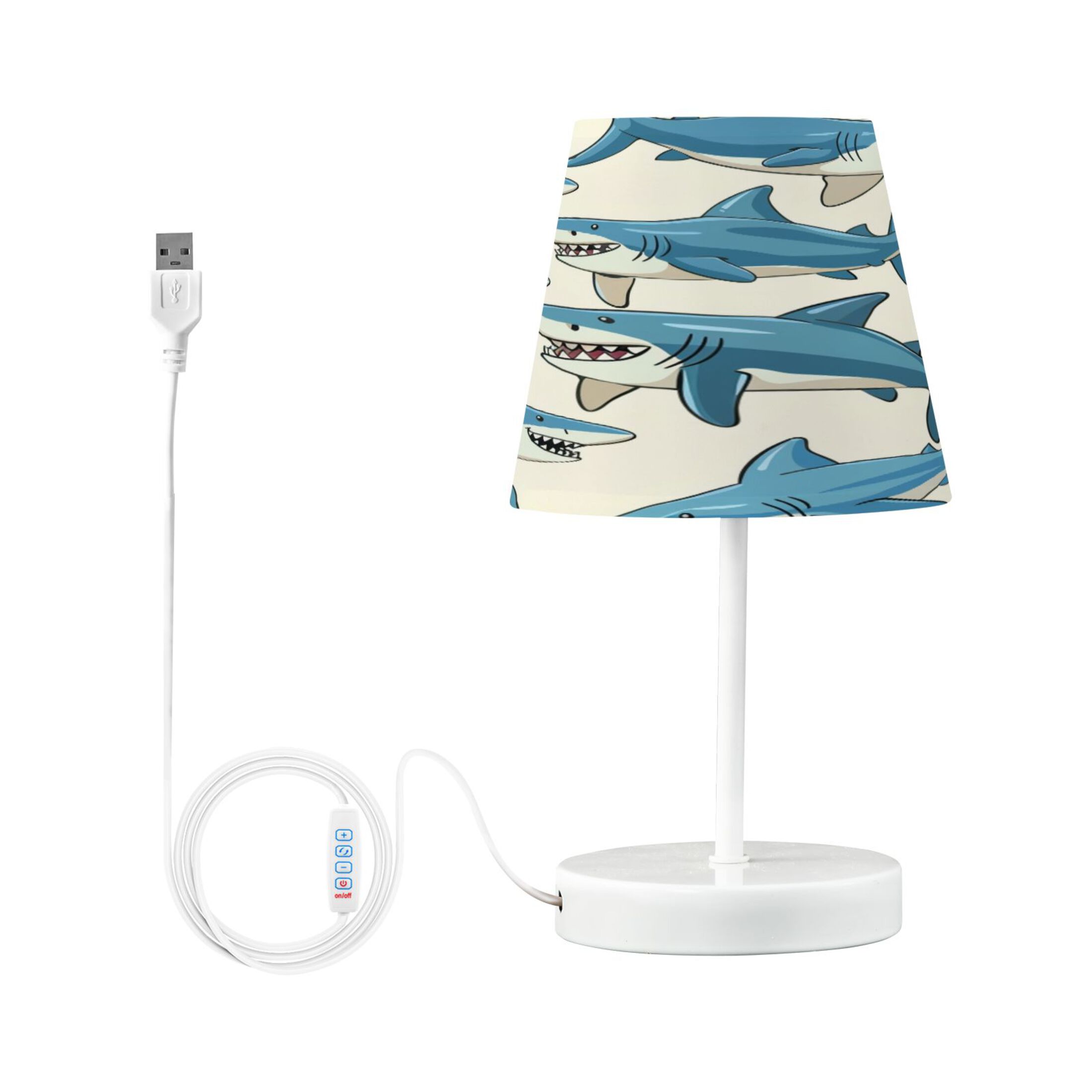 Happy Cartoon Sharks Desk Lamp LED Table Nightstand Lamps with 3 Color ...