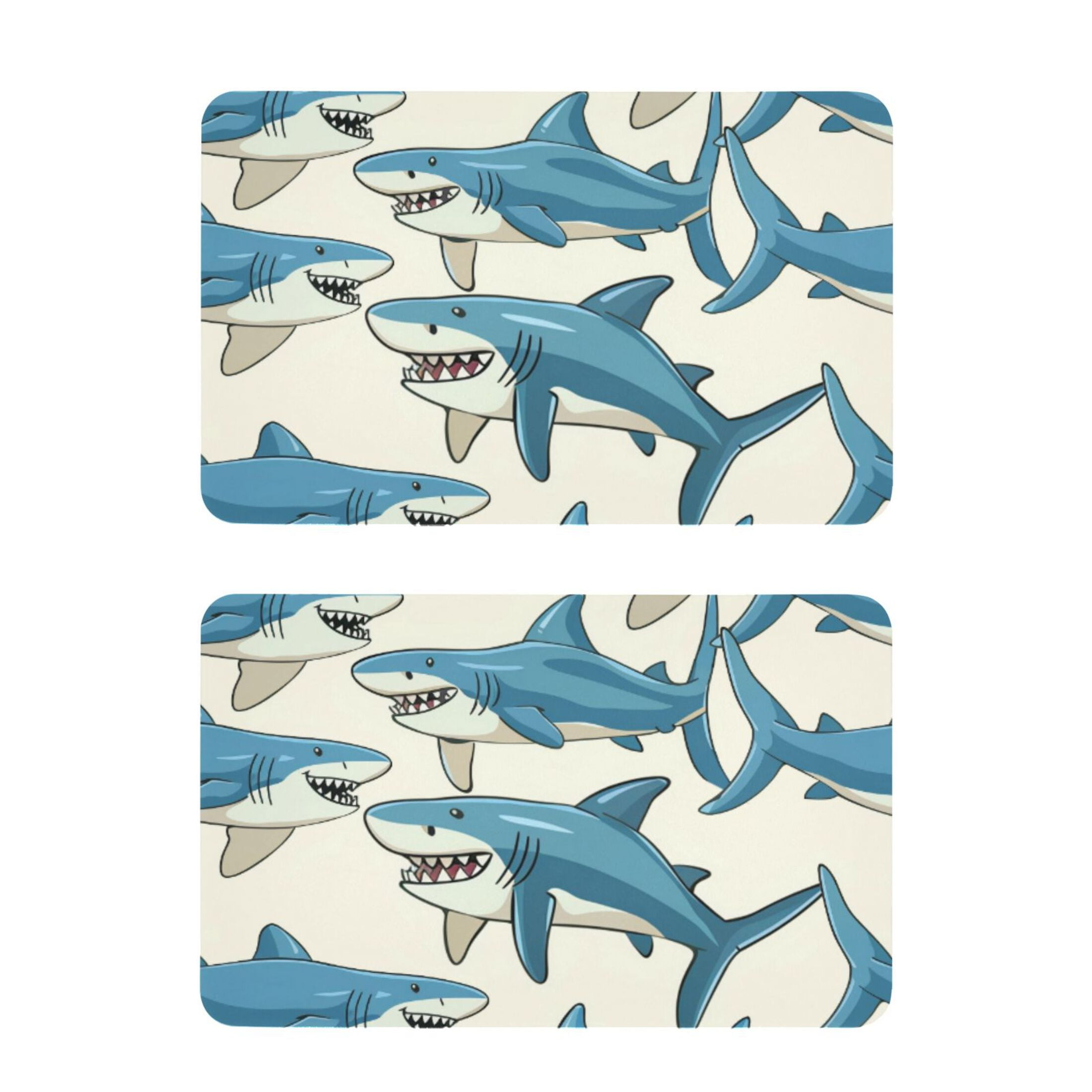 Happy Cartoon Sharks Refrigerator Magnet Stickers Square Fridge ...