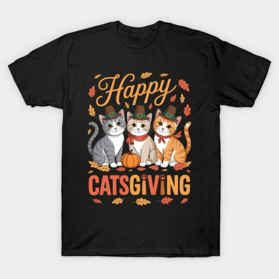 Happy Catsgiving Cute Thanksgiving Cat Wears Pilgrim Hat - Relaxed Look ...
