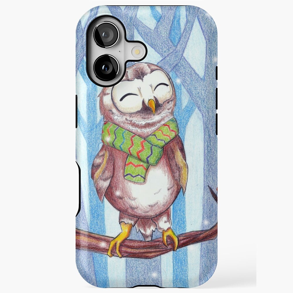 Happy Cheerful Winter Owl Holiday Phone Case 17 16 15 14 13 12 11 Pro ...