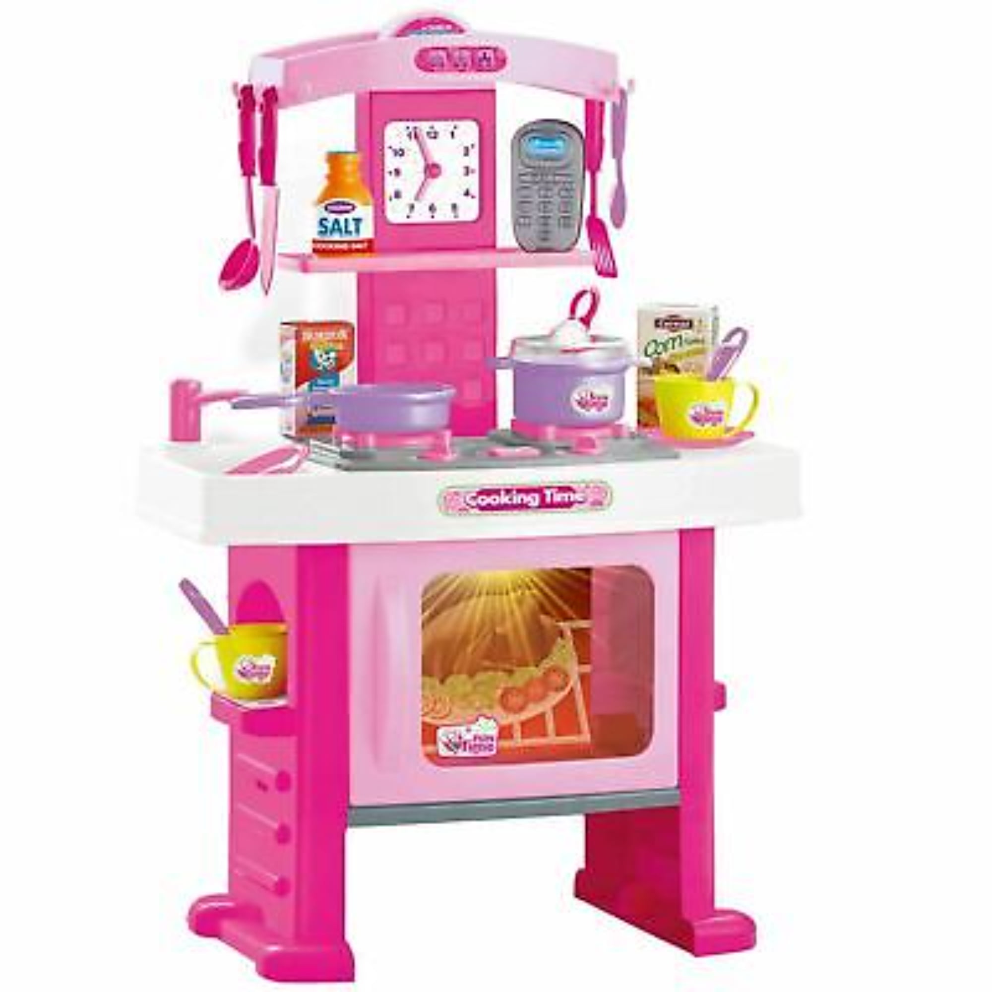 Happy Chef Lights and Sounds Kitchen Playset 19 PC Pink Color - Walmart.com