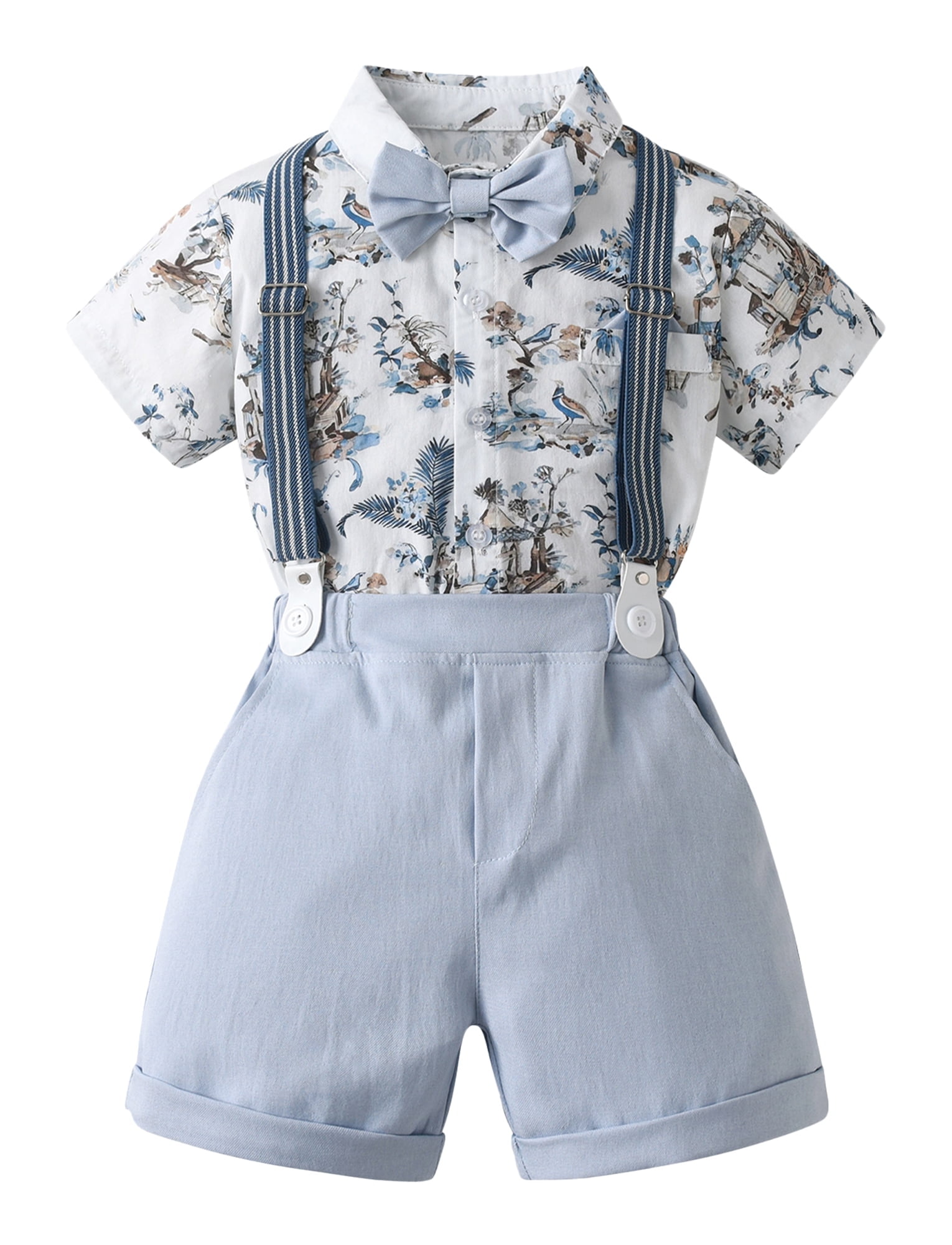 Happy Cherry Baby Boy Outfit with Suspenders Infant Formal Wear Summer ...