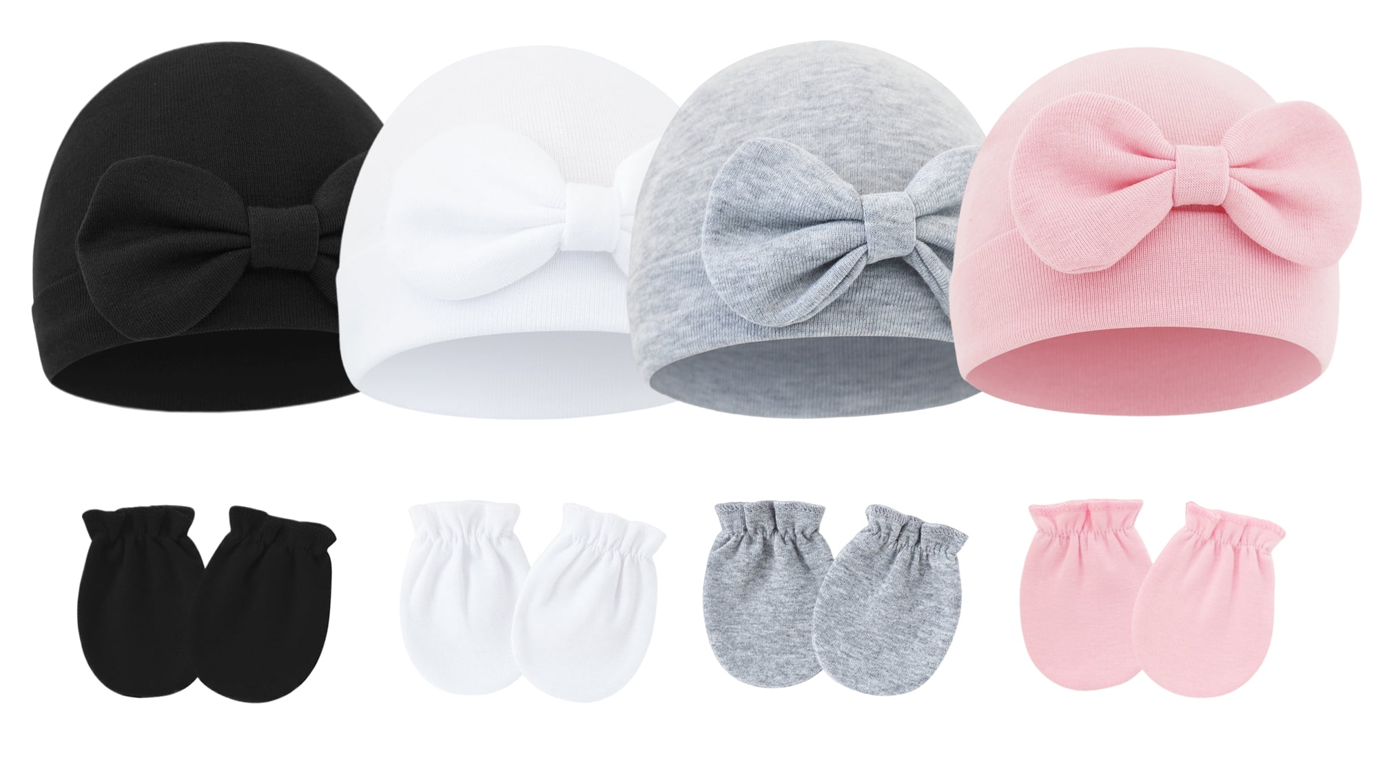 Happy Cherry Baby Girls Cotton Hats Mittens Set Newborn Hospital Cap ...