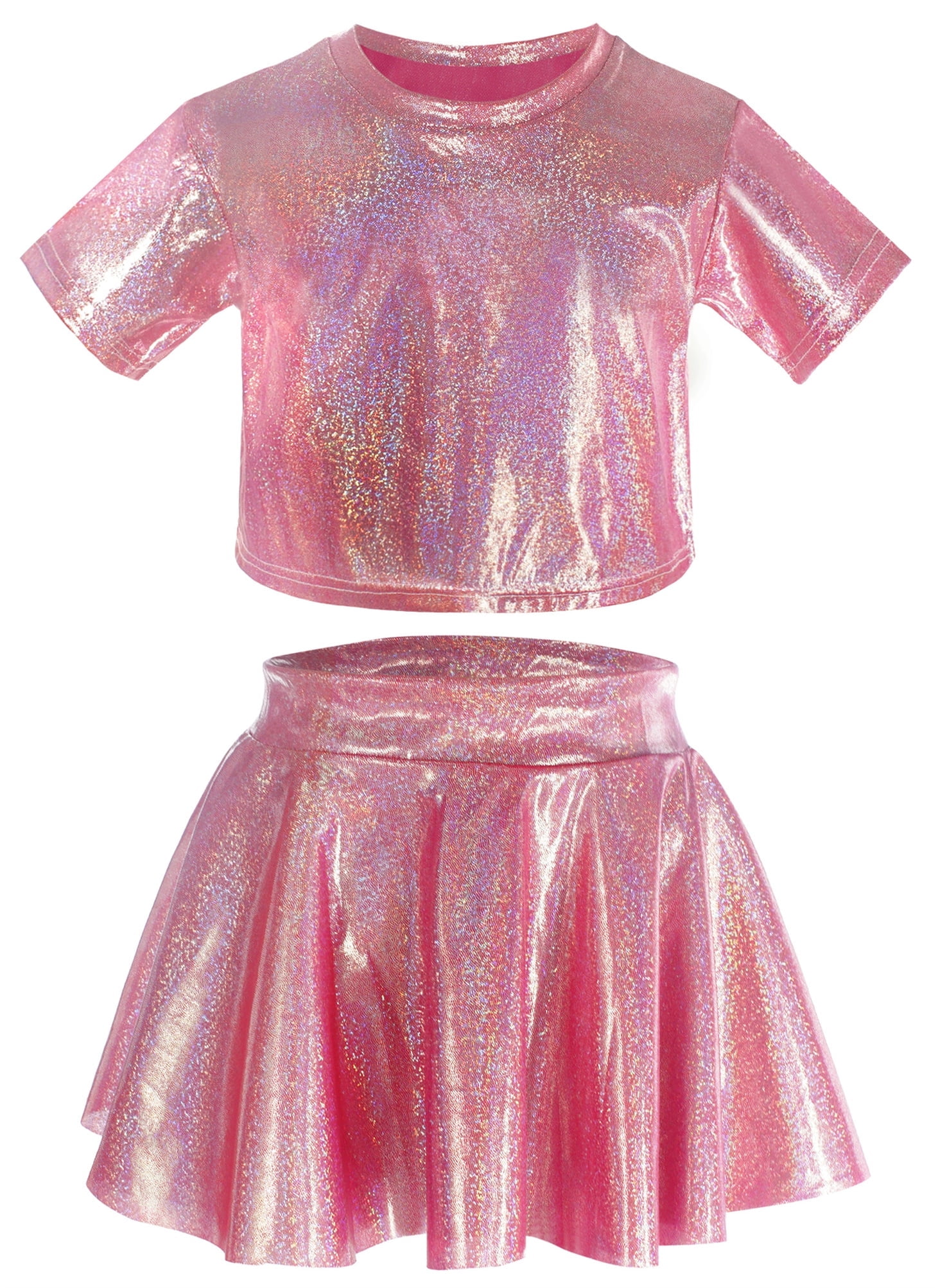 Happy Cherry Girls Metallic Dance Outfit Sequin Hip Hop Top Dance Shirt ...