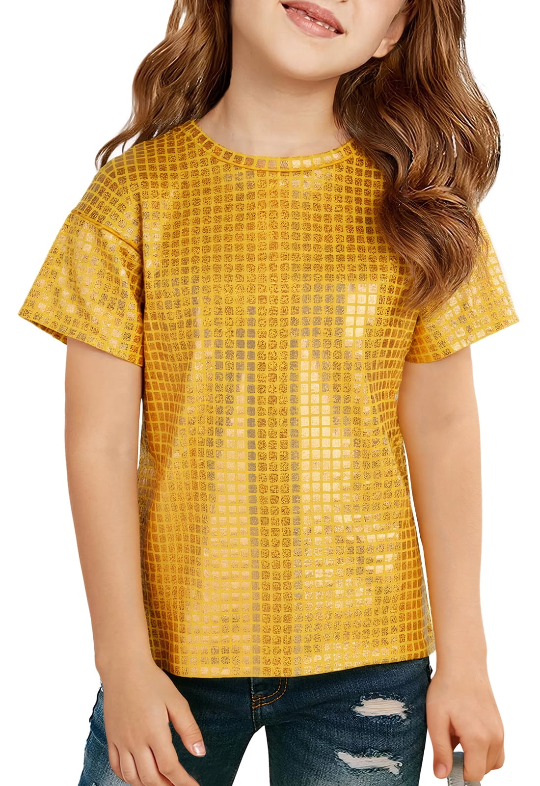 Happy Cherry Girls Sequin Dance Tshirts Kids Sparkle Disco Tops Boys ...