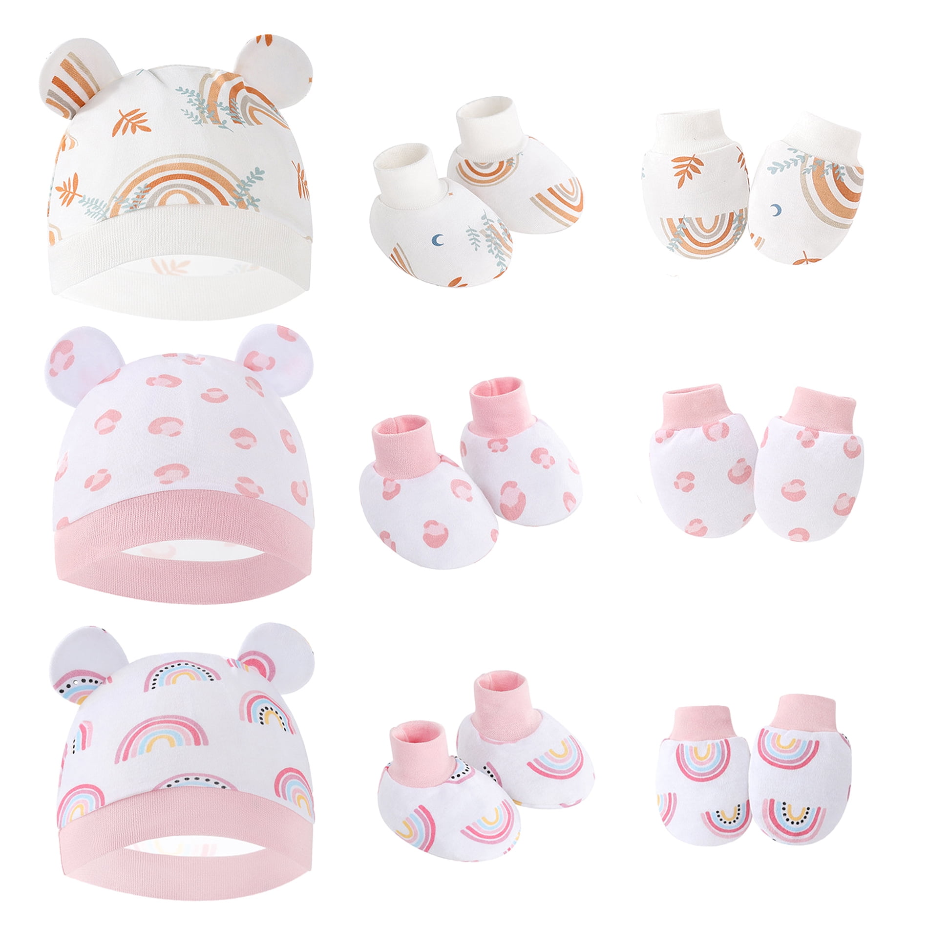 Happy Cherry Infant Cotton Cap Baby Girls Hat Mitten Set Baby Beanie ...