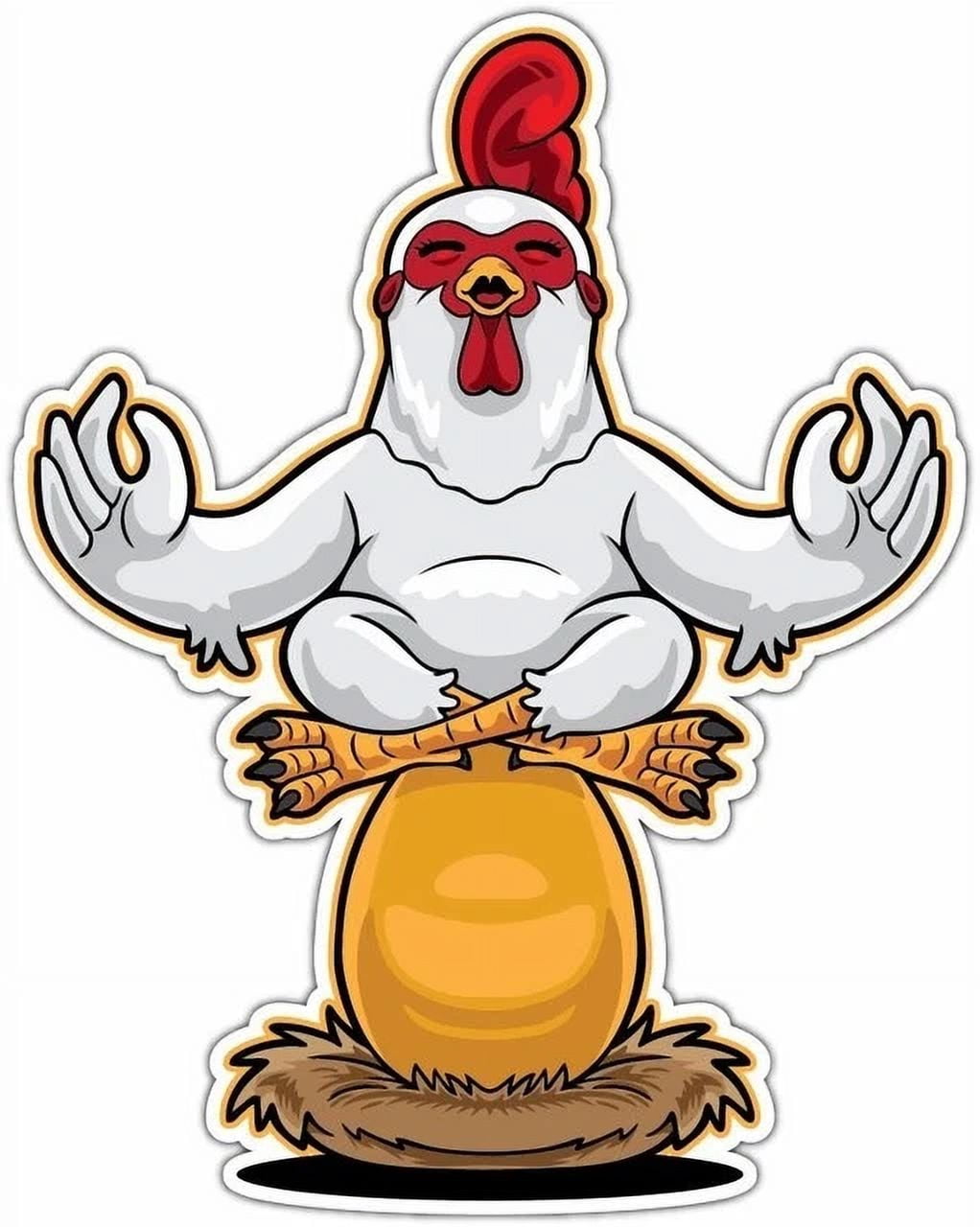 Happy Chicken Yoga Above Golden Egg Farm Car Window Stickerphone Decal ...