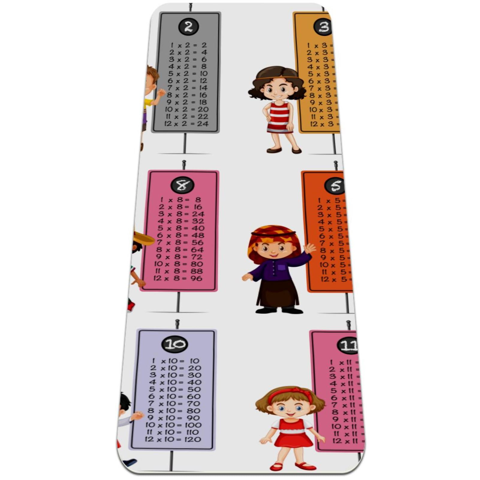 Happy Children Multiplication Tables Pattern TPE Yoga Mat for Workout ...