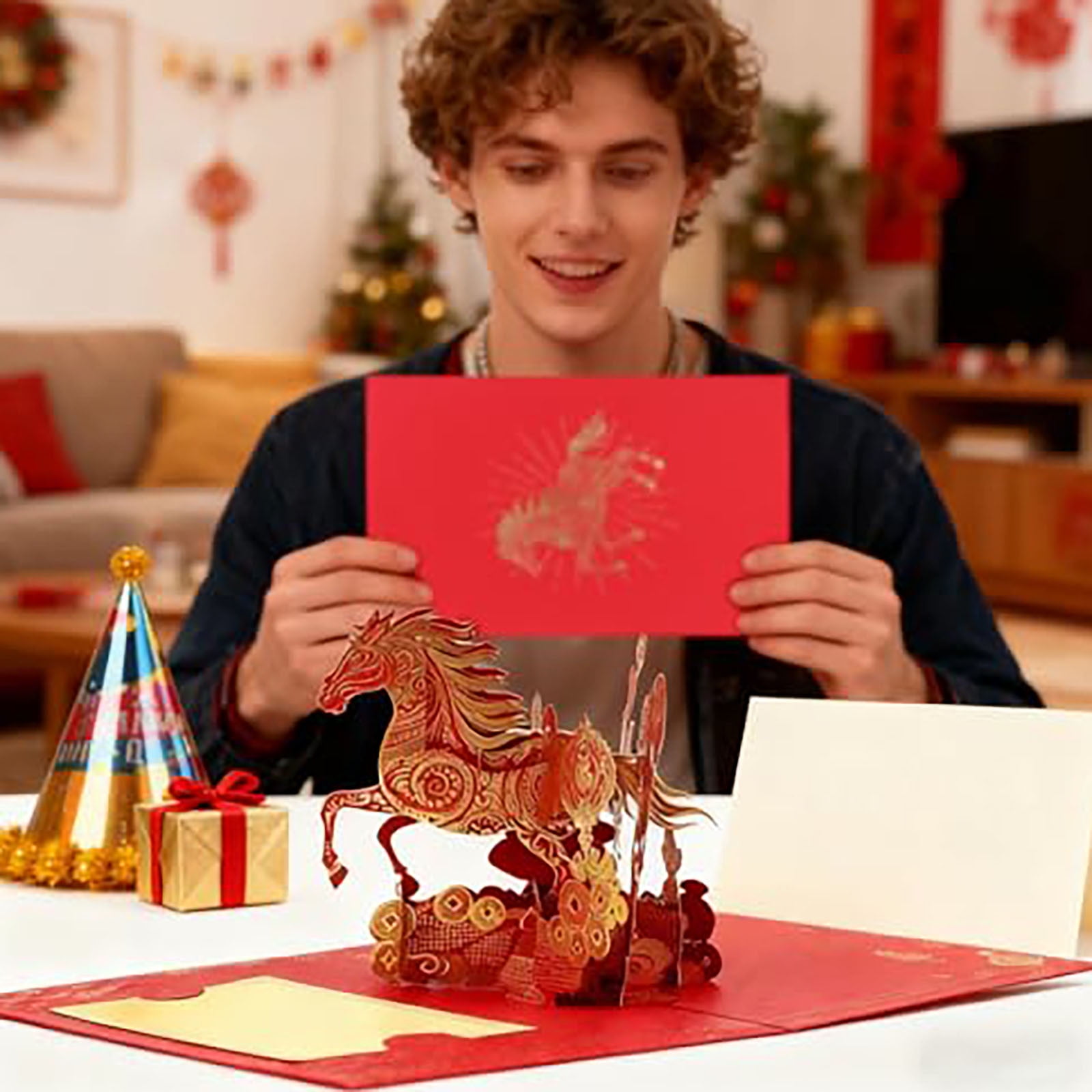 Happy Chinese New Year Cards 2026 - Year of The Horse 3D Pop Up Card ...