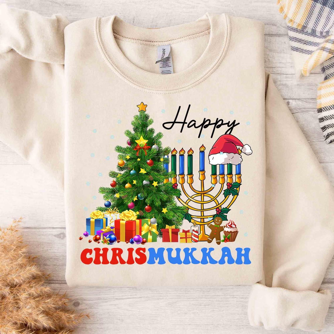 Happy Chrismukkah Merry Christmas Happy Chanukah Jewish Shirt,Matching ...