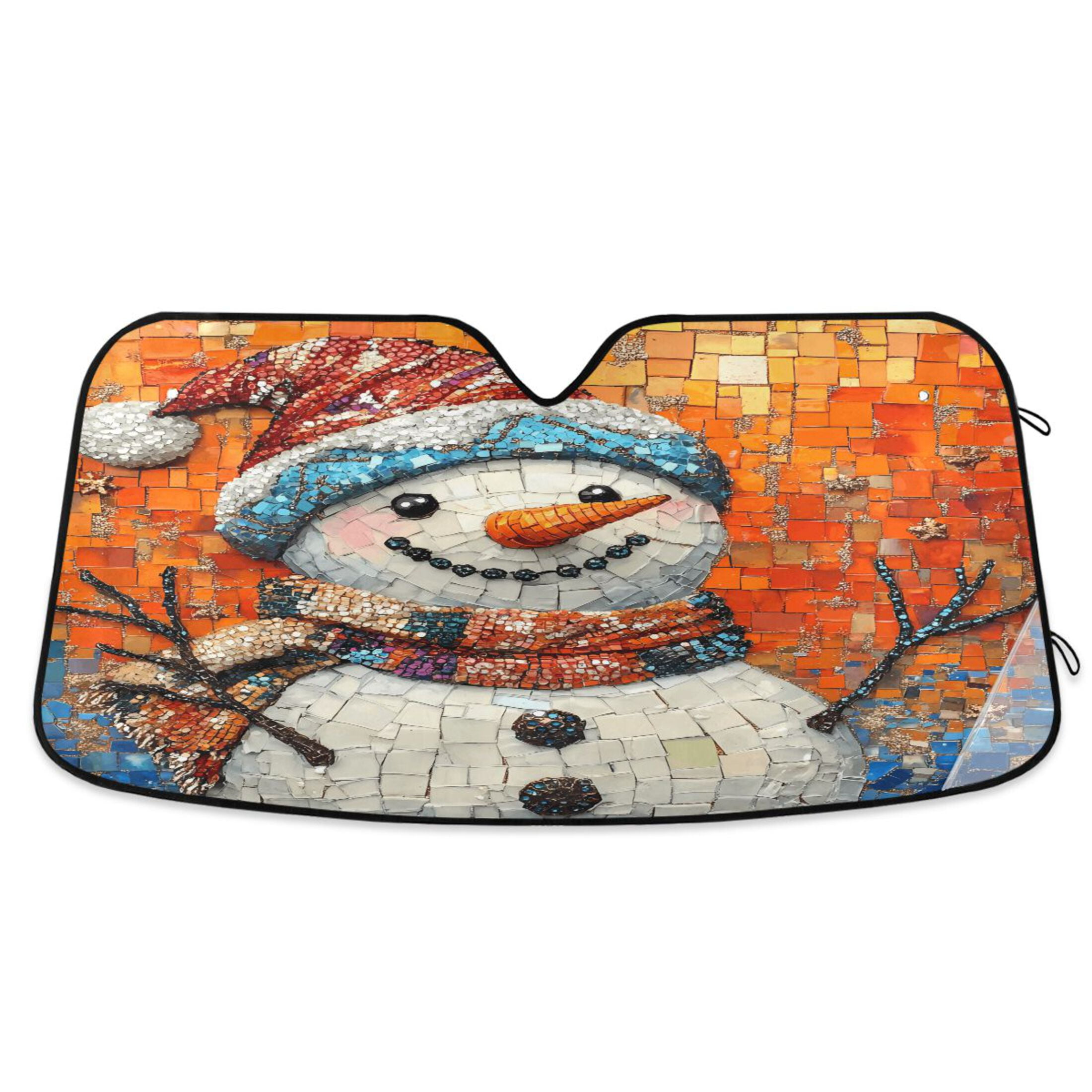 Happy Christmas Snowmen Car Windshield Sun Shade Foldable Car Front ...
