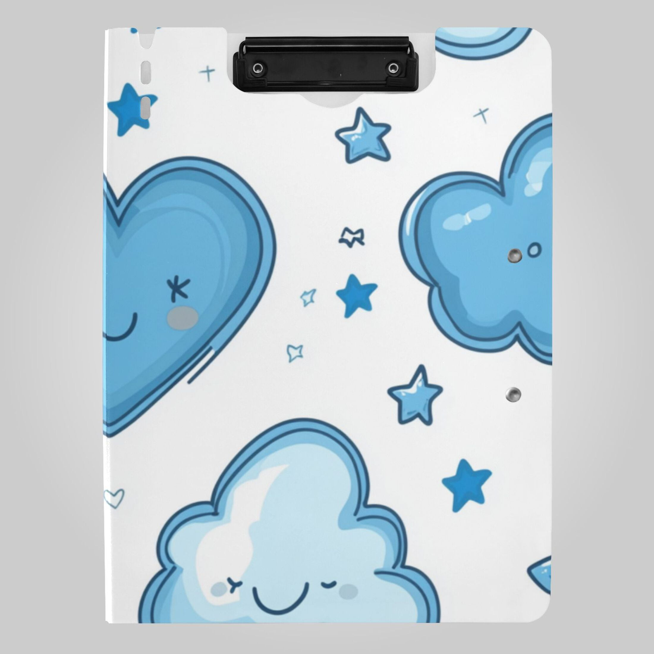 Happy Clouds Stars Hearts Foldable Binder Folder Clipboard with Pen ...