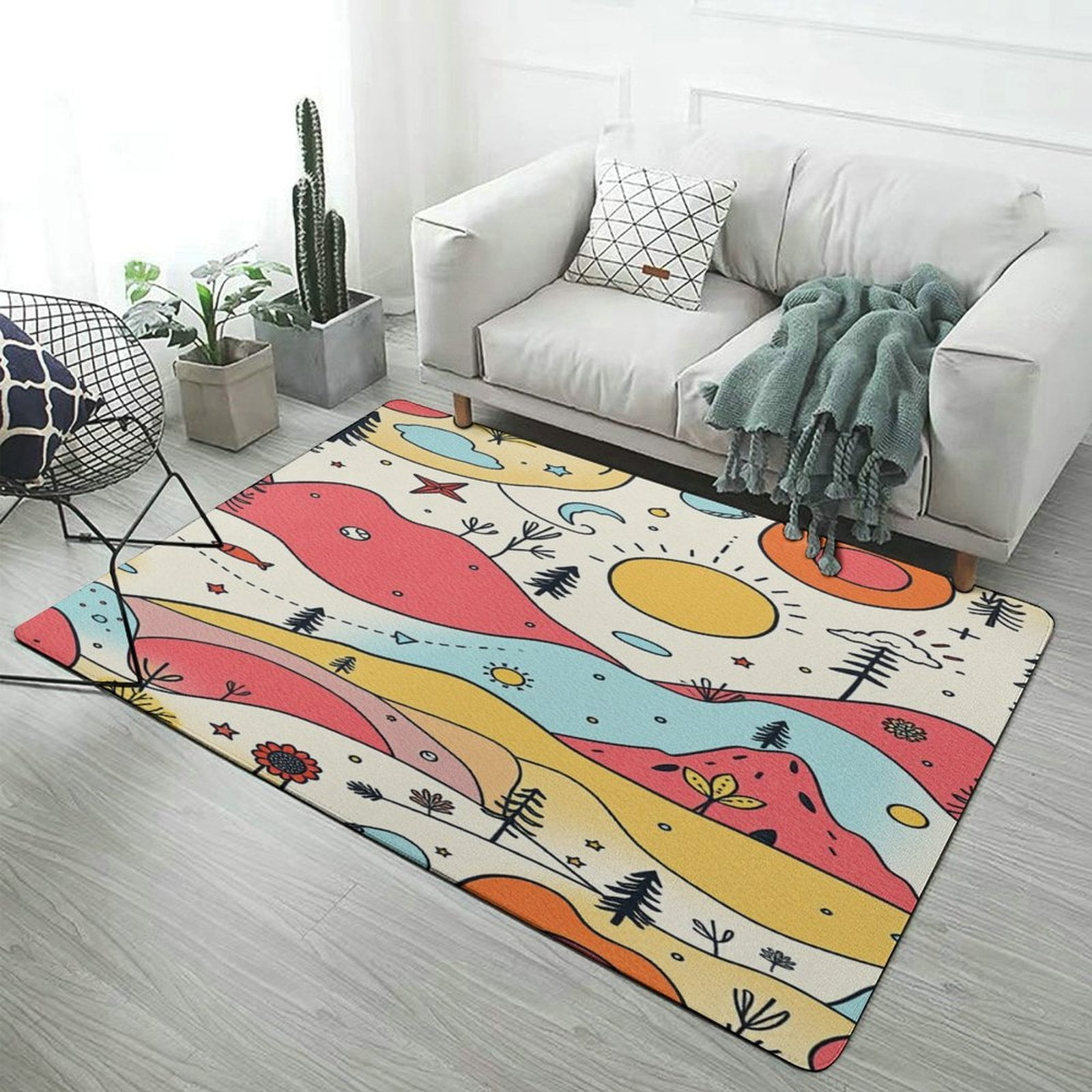 Happy Colorful Landscape Carpet Large Size Living Room American Style ...