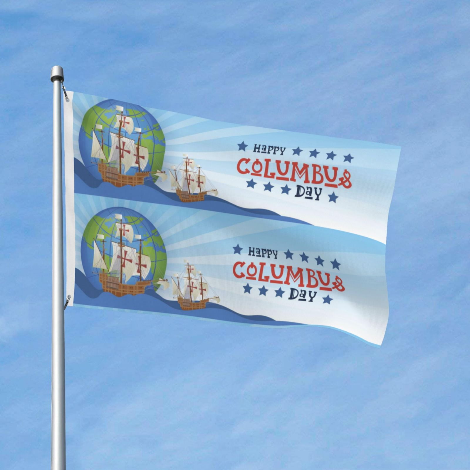 Happy Columbus Day Garden Flags 3x5 Ft Decoration Double Side Print ...
