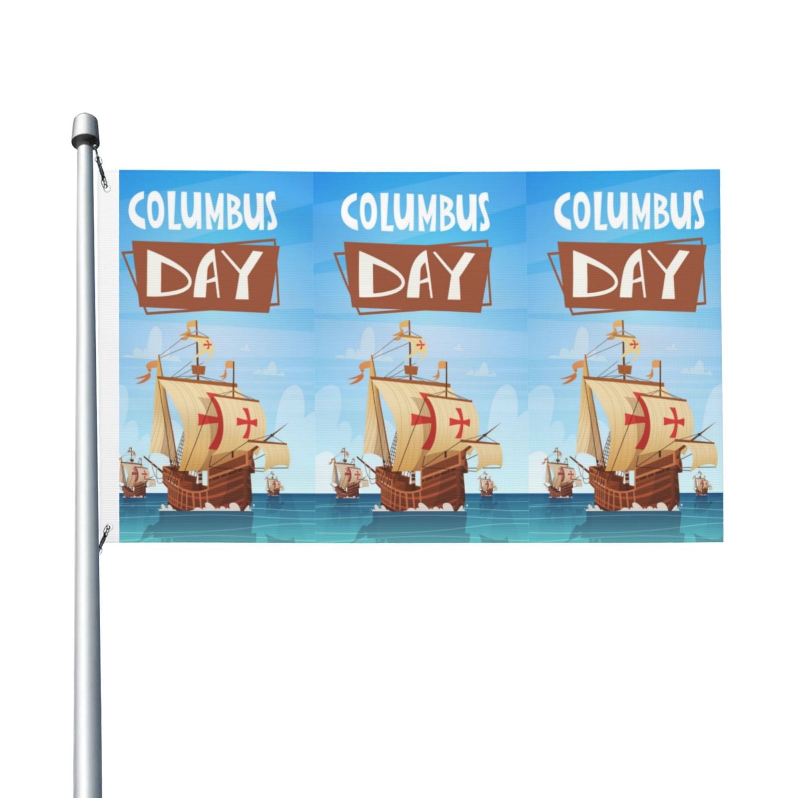 Happy Columbus Day Garden Flags 3x5 Ft Decoration Double Side Print ...