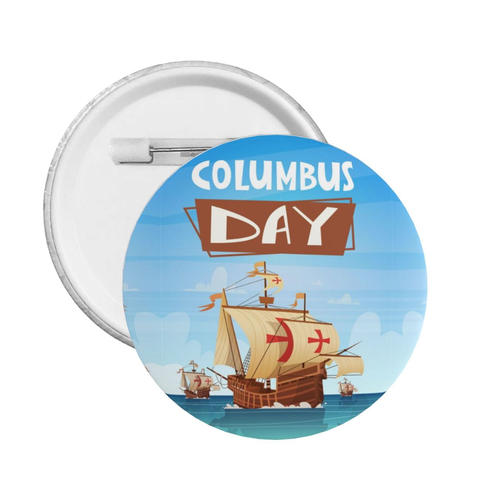 Happy Columbus Day Pin Button Badge, Personalised Button Metal Badge ...