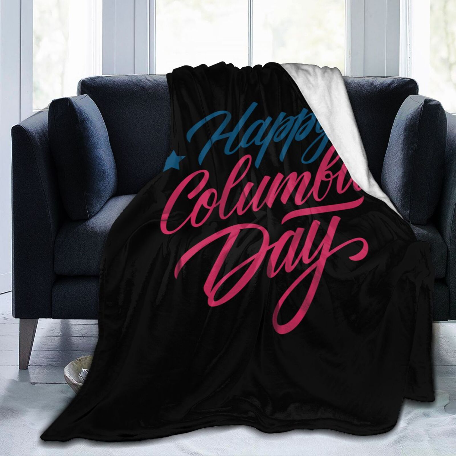 Happy Columbus Day Throw Blanket Soft Cozy Warm Durable Fuzzy Flannel Blankets 40 x 30 Inches ...
