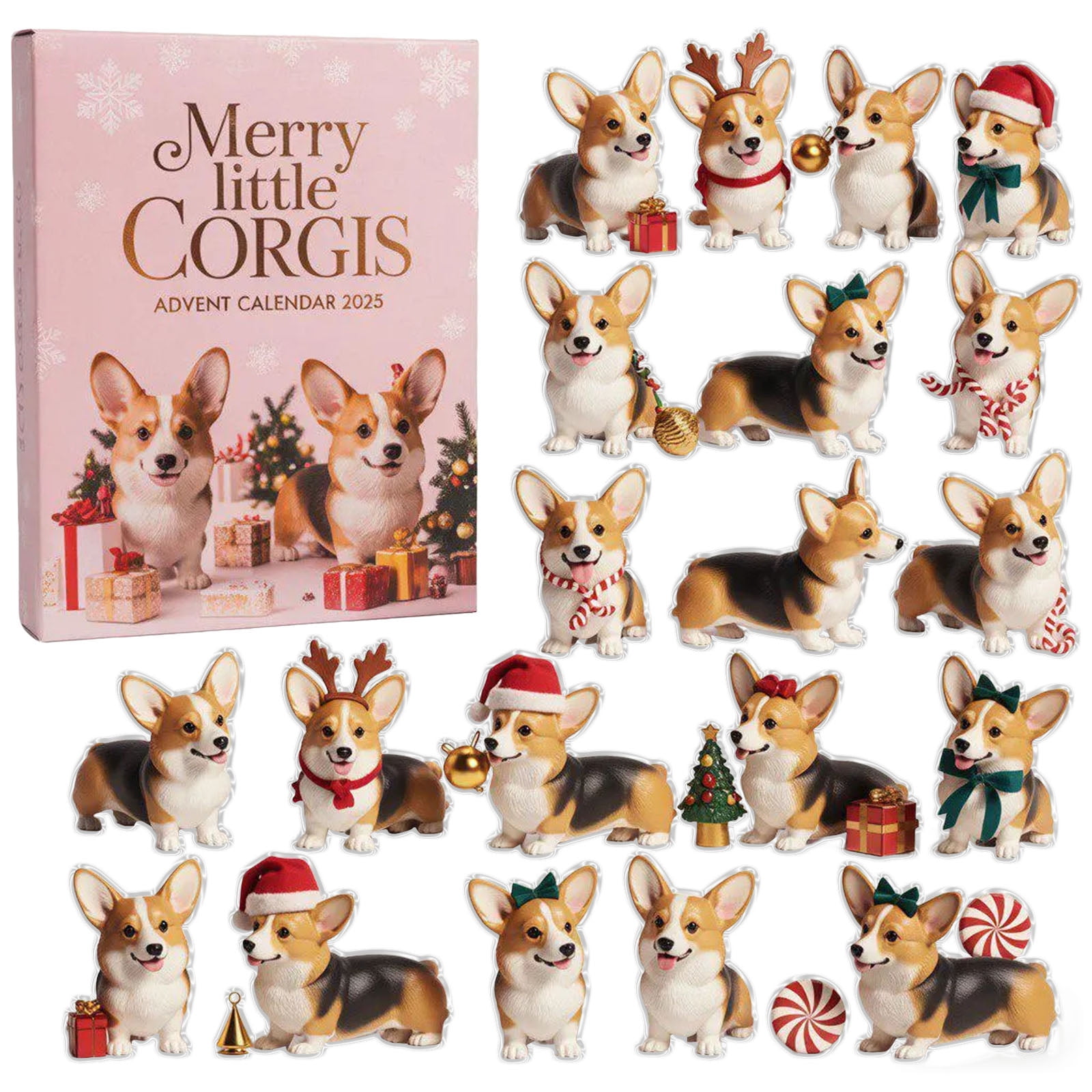 Happy Corgi Advent Calendar -24 Days Christmas Countdown Calendar ...