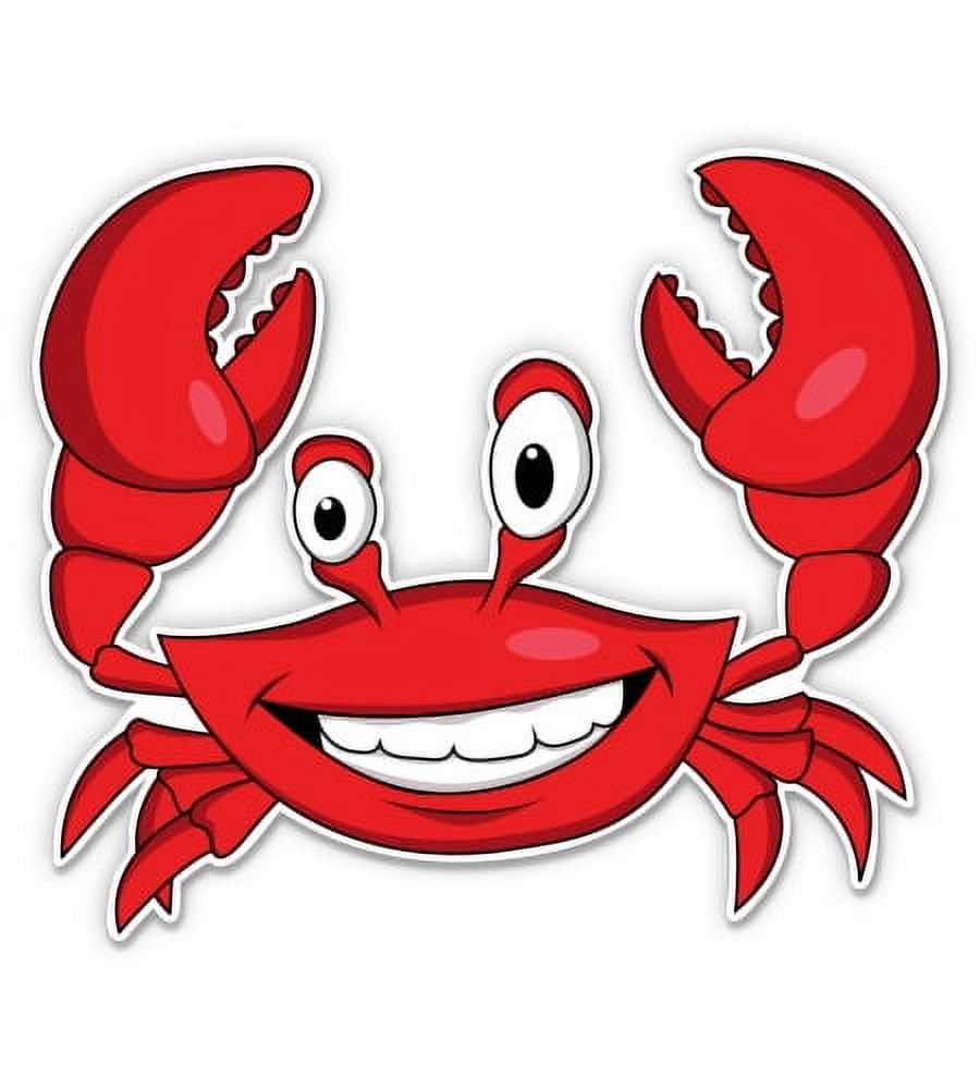 Happy Crab - 5" Vinyl Sticker - For Car Laptop I-Pad - Waterproof Decal ...