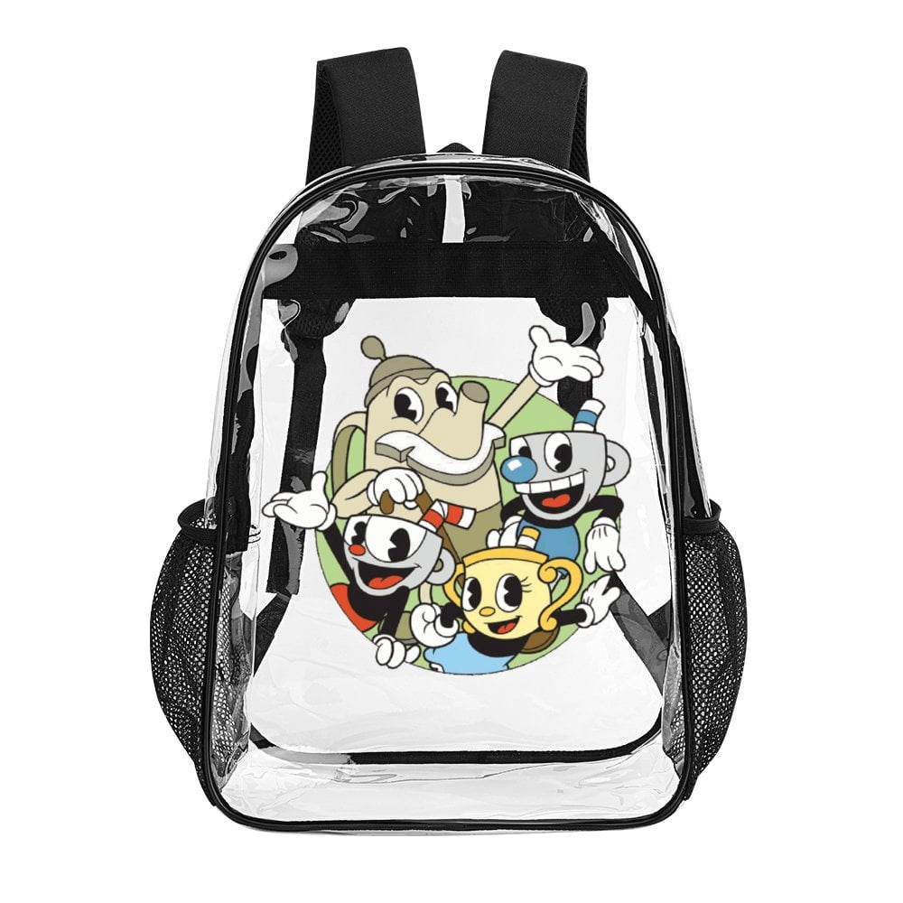 Happy Cuphead Mugman Clear Backpack Transparent Bag 17 Inch Large ...