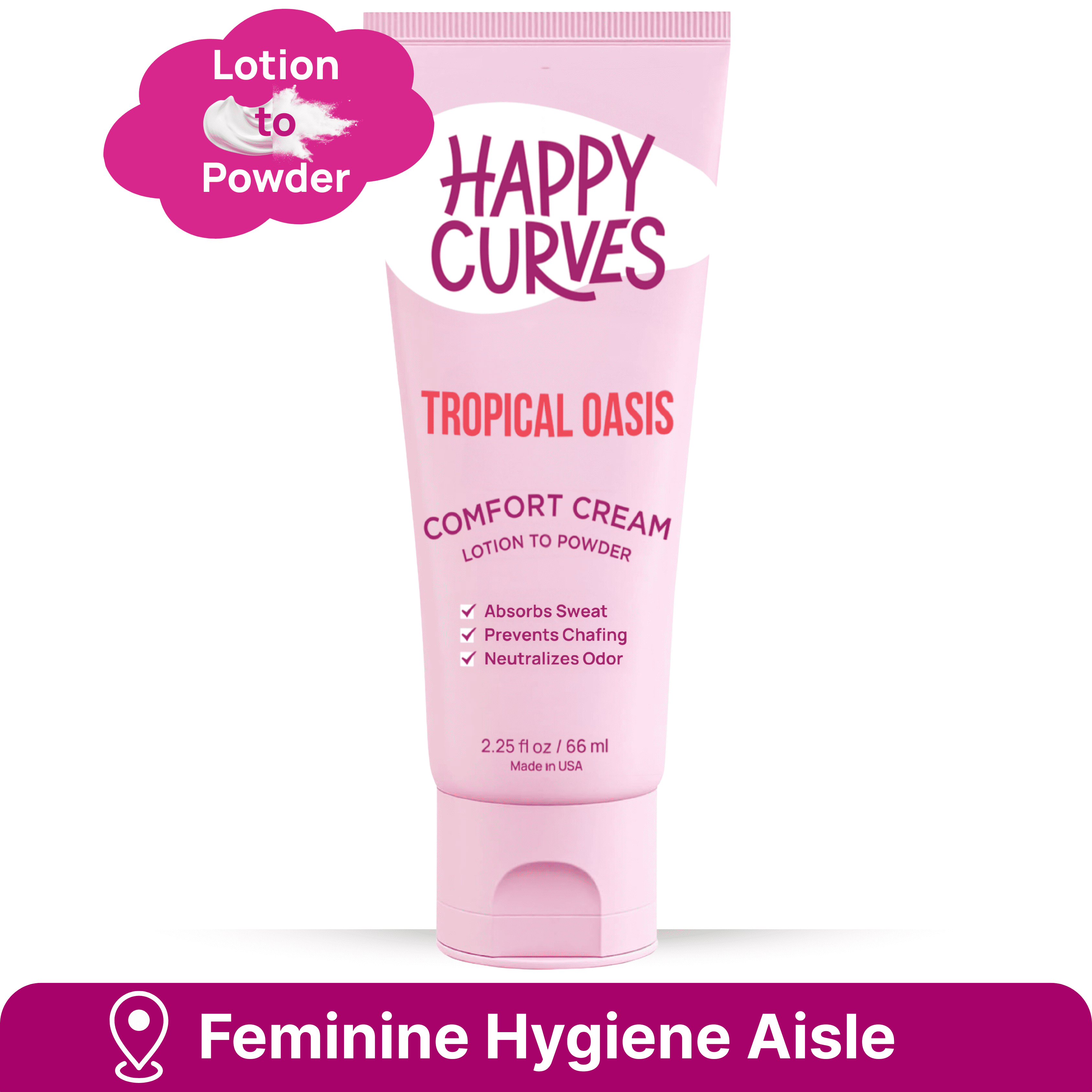 Happy Curves Comfort Cream, Tropical Oasis, 2.25 oz, Aluminum-Free ...
