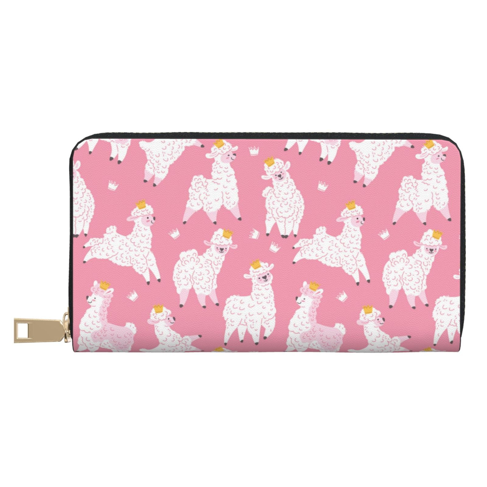 Happy Cute Alpaca Crown Wallet Women, Leather Bifold Multi Card Wallet ...