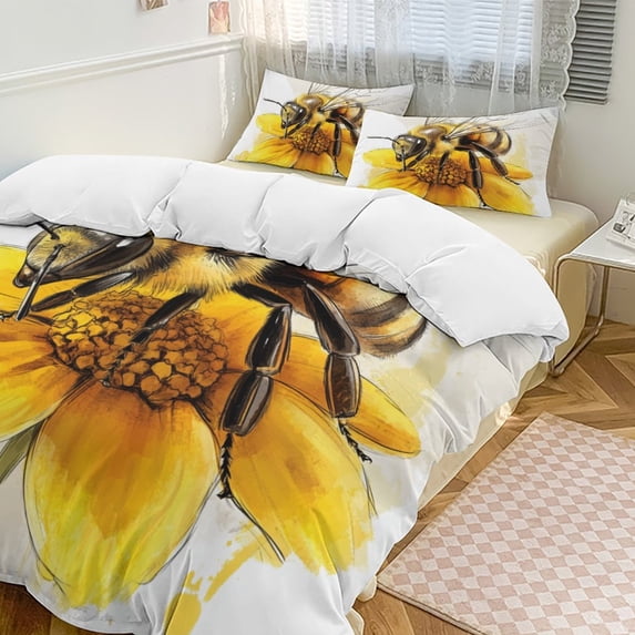 Happy Cute Bees 3D Duvet Cover Set Quilt Cover Theme for Bedroom ...