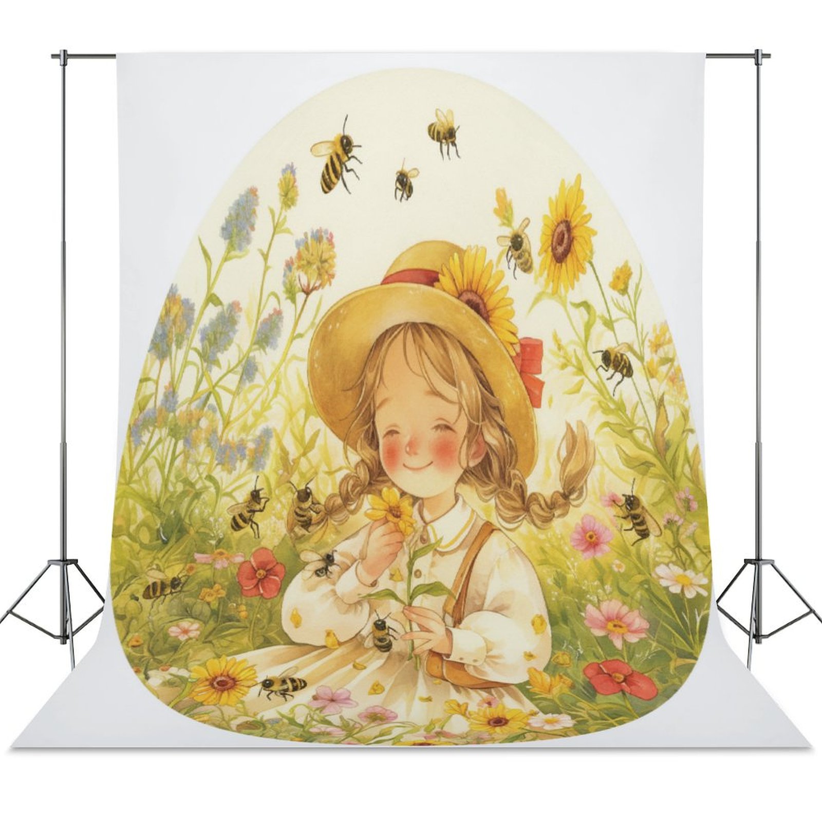 Happy Cute Bees Backdrops for Photography for Party Backdrop Wedding ...