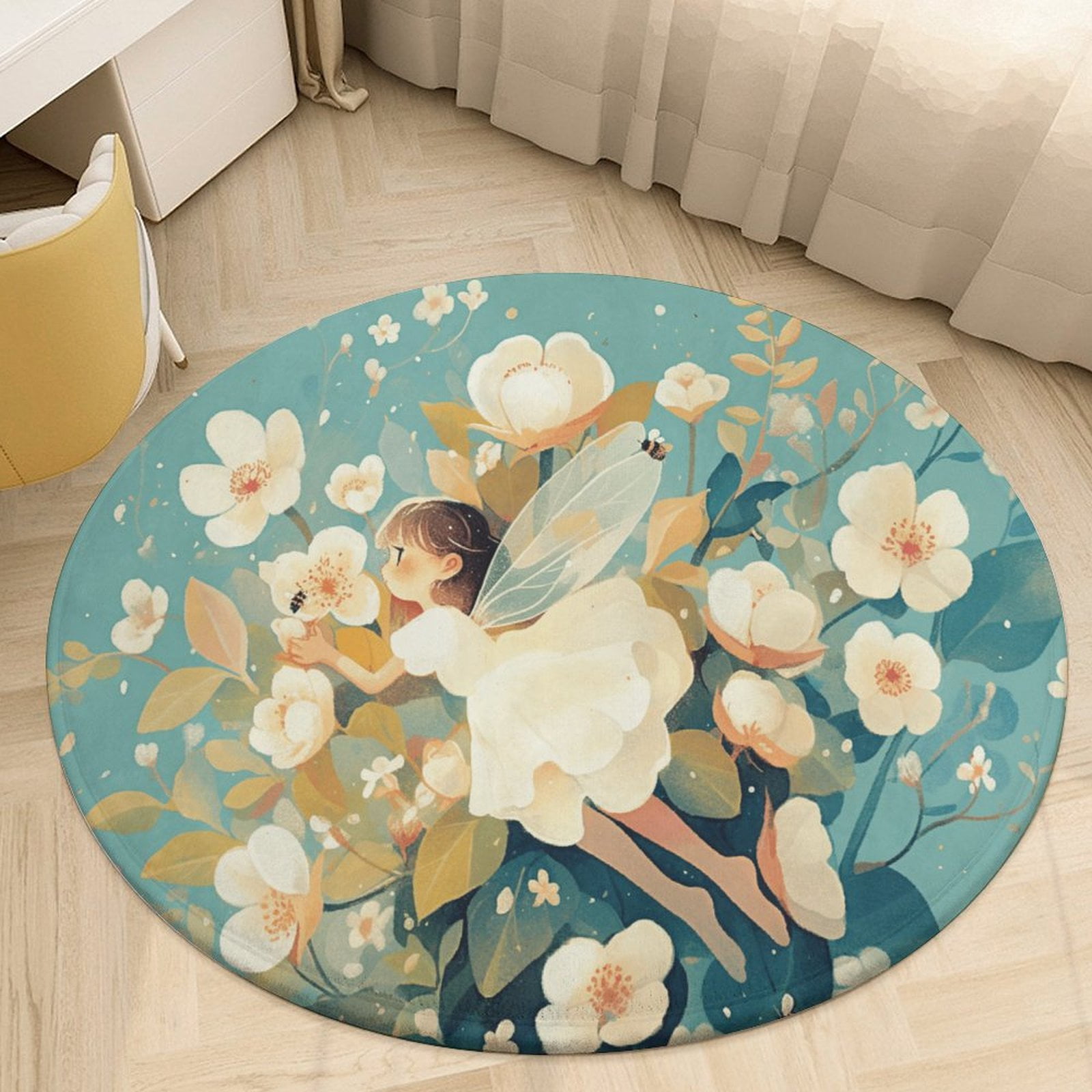 Happy Cute Bees Round Rugs -Washable Non-Slip Small Round Area Rug ...
