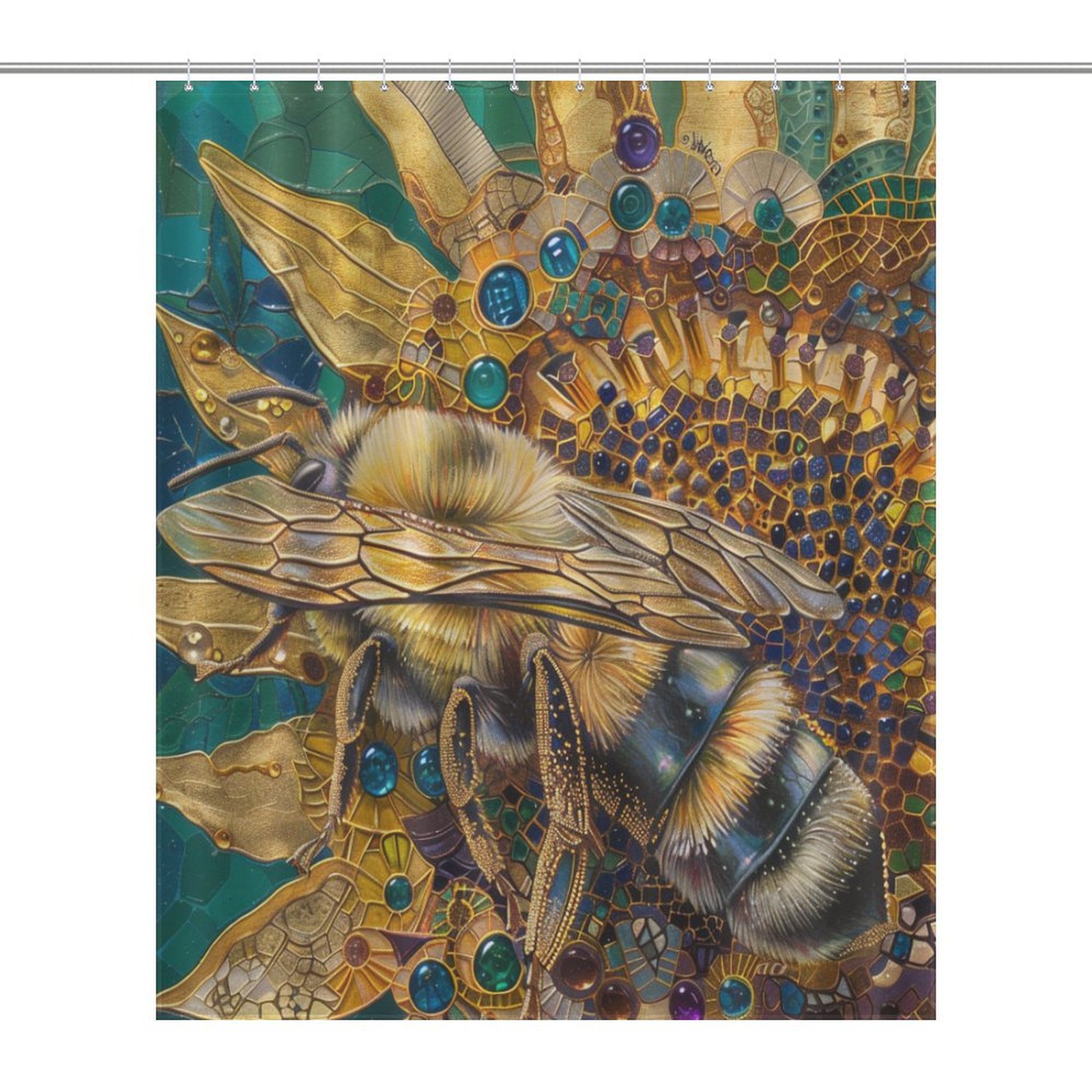 Happy Cute Bees Shower Curtain Cloth Fabric Bathroom Decor with Hooks ...
