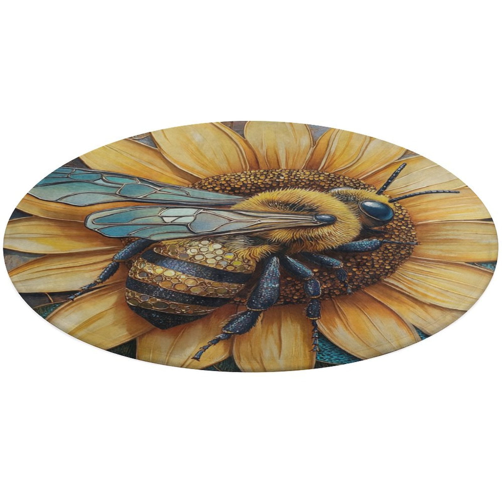 Happy Cute Bees Soft Bedroom Round Area Rug, Washable Cute Nursery ...