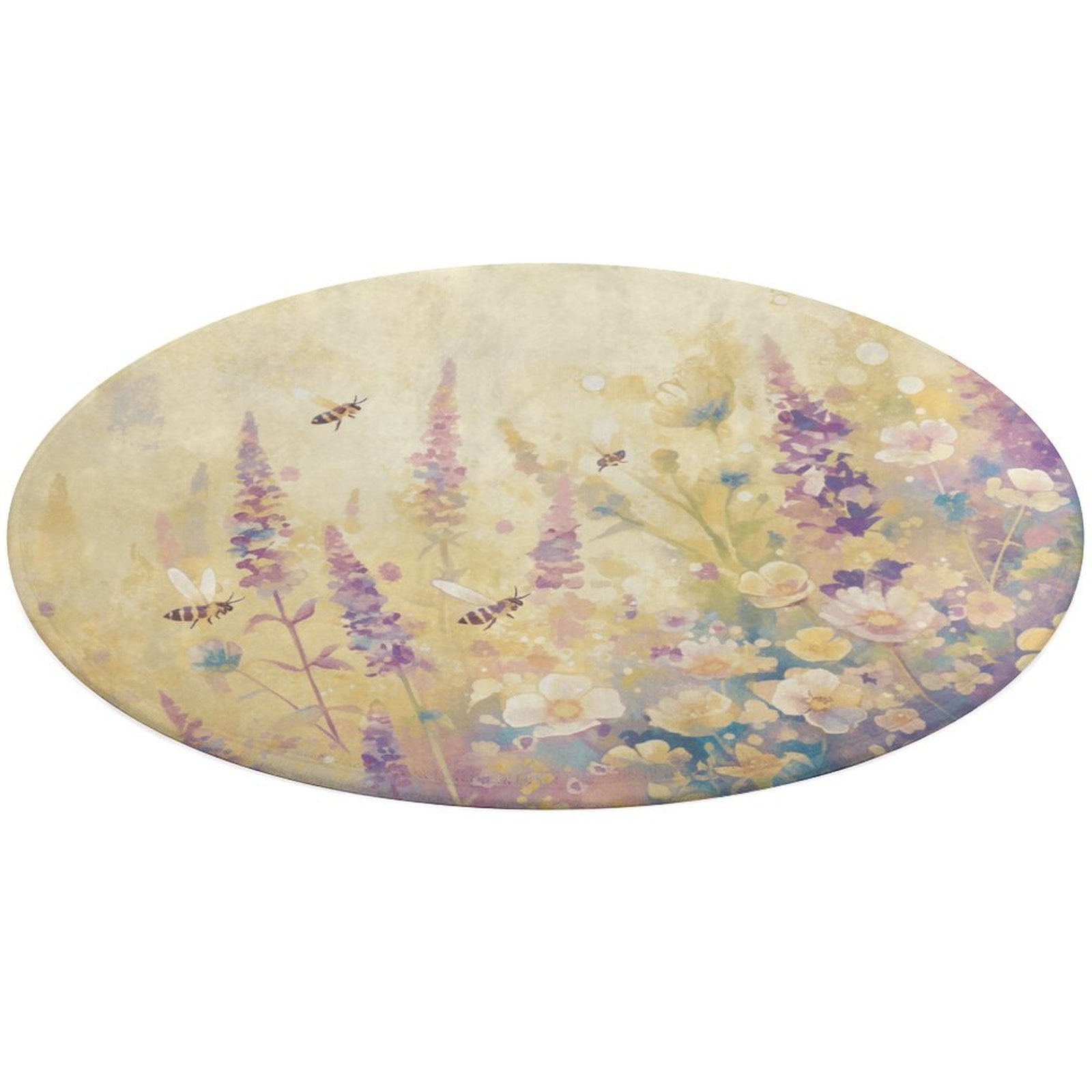 Happy Cute Bees Soft Bedroom Round Area Rug, Washable Cute Nursery ...