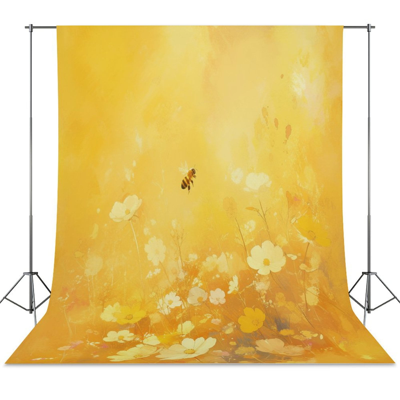 Happy Cute Bees Spring Wall Backdrop Background Floral Backdrops 5x7FT ...