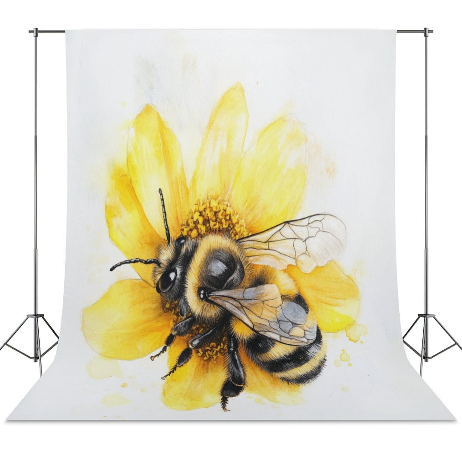Happy Cute Bees Spring Wall Backdrop Background Floral Backdrops 5x7FT ...