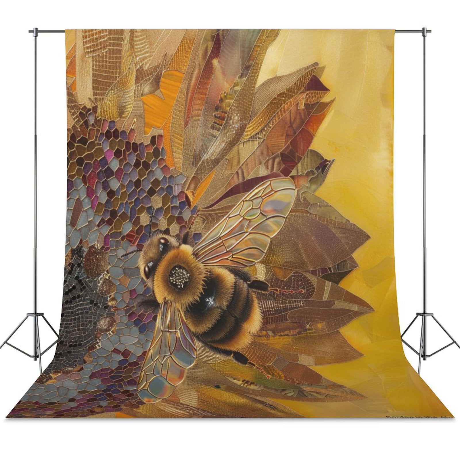 Happy Cute Bees Spring Wall Backdrop Background Floral Backdrops 5x7FT ...