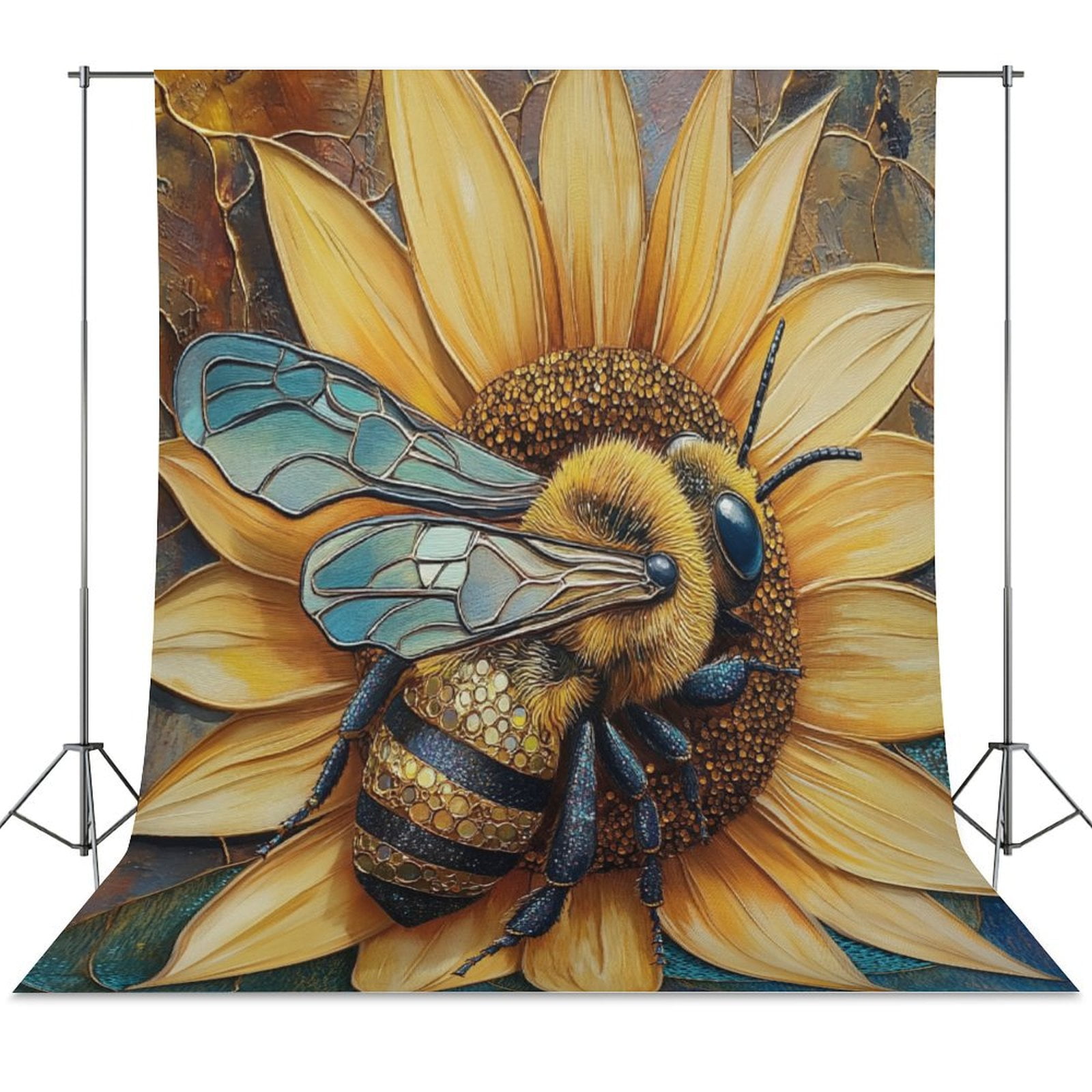 Happy Cute Bees Spring Wall Backdrop Background Floral Backdrops 5x7FT ...