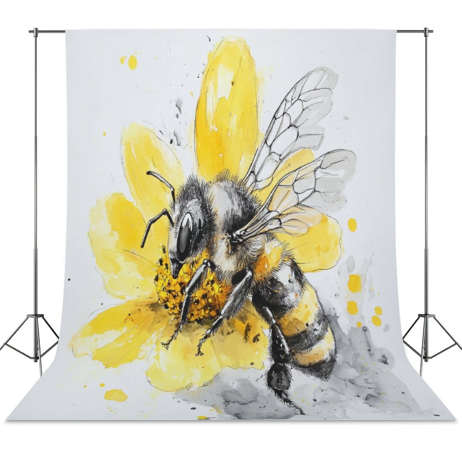 Happy Cute Bees Spring Wall Backdrop Background Floral Backdrops 5x7FT ...
