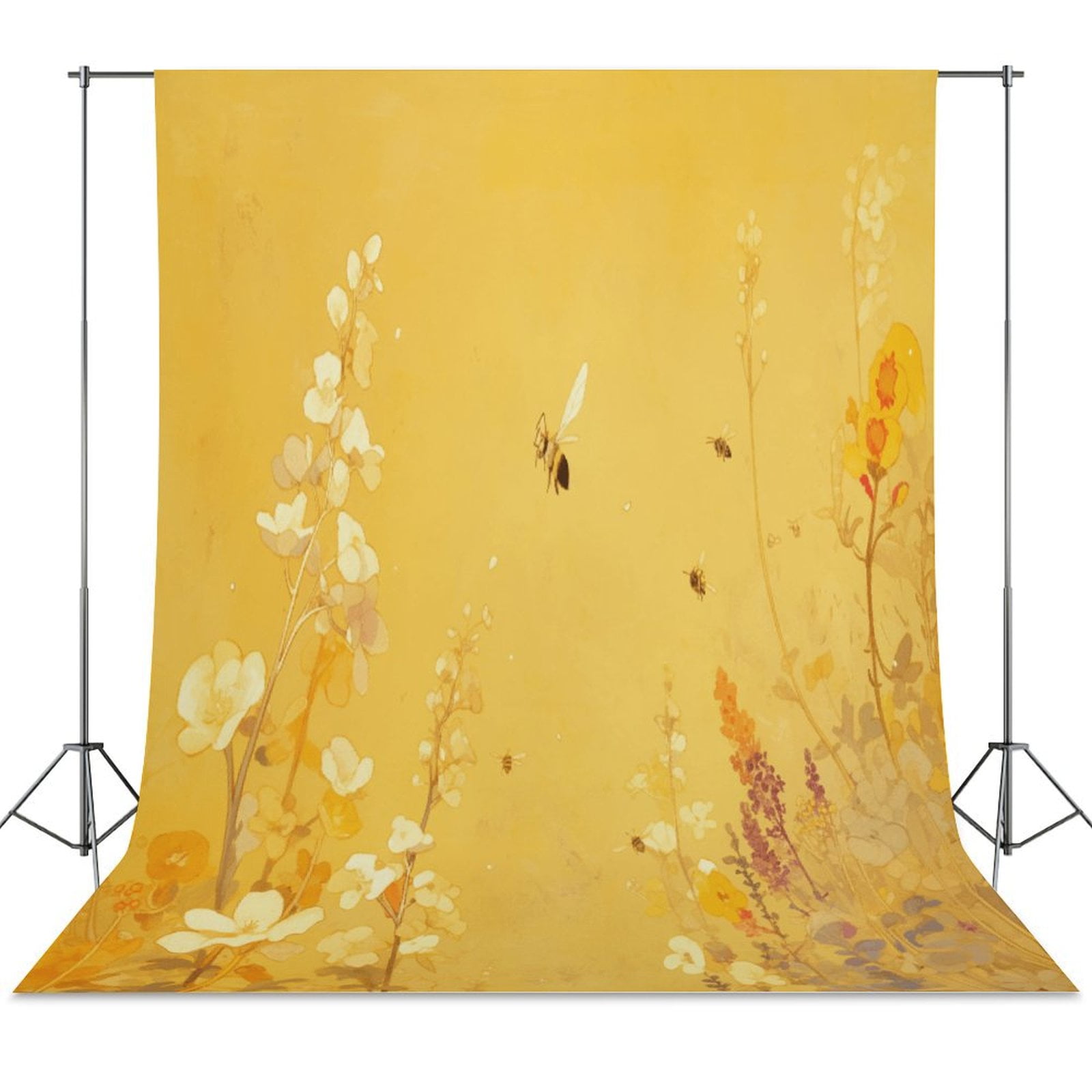 Happy Cute Bees Spring Wall Backdrop Background Floral Backdrops 5x7FT ...