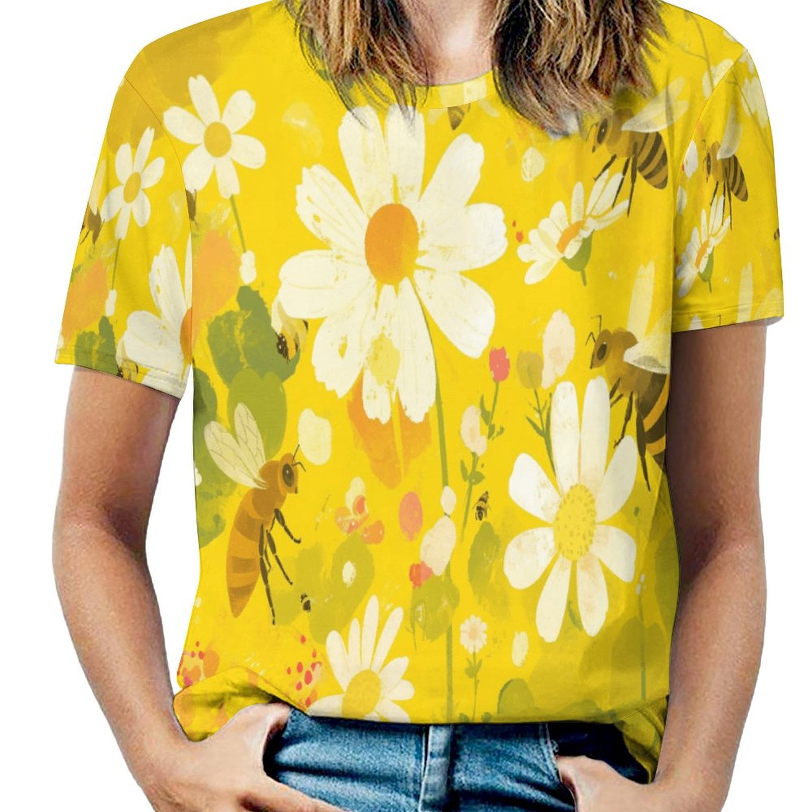 Happy Cute Bees Women's Short Sleeve Tops Casual Blouses T Shirt ...