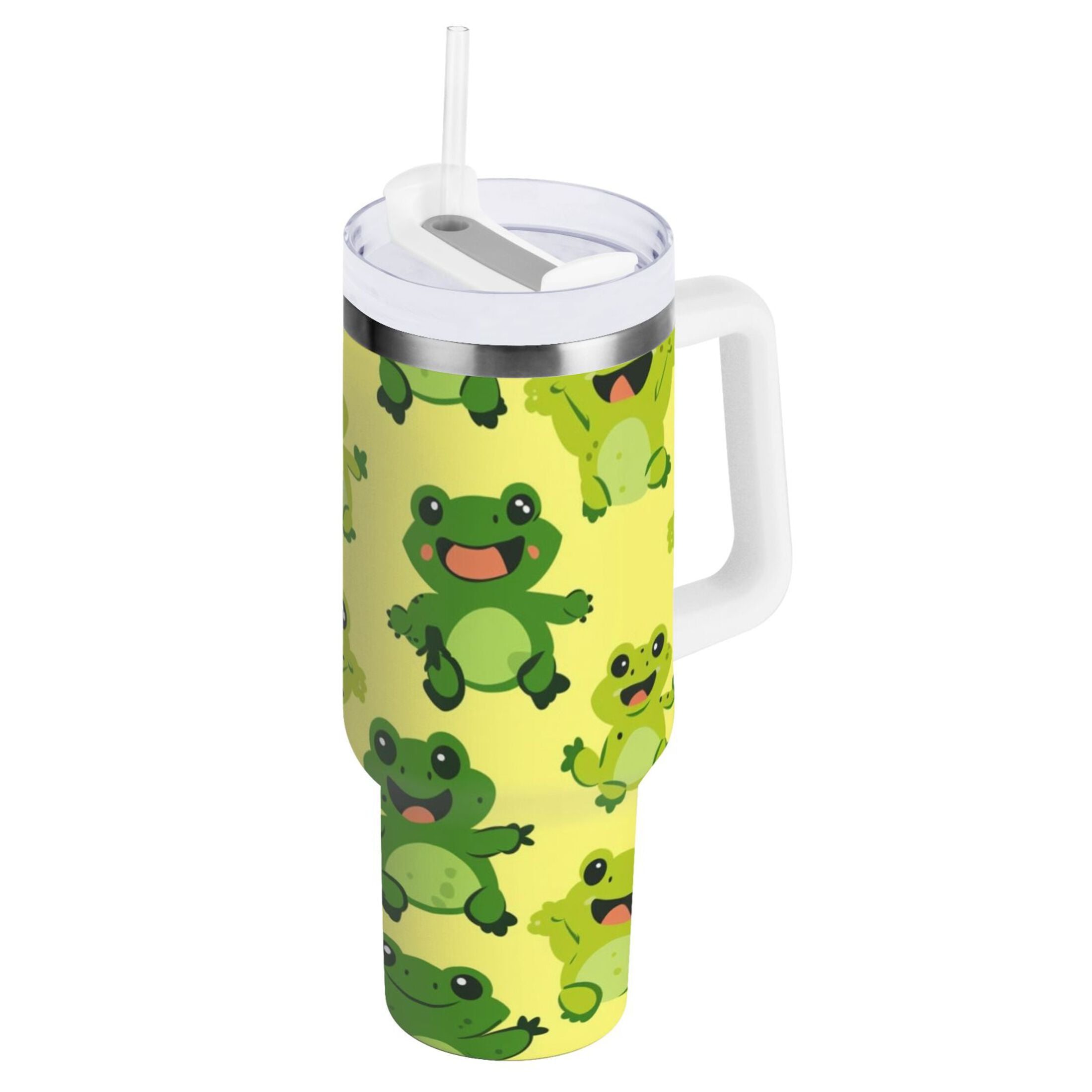 Happy Cute Frogs 30 oz Tumbler with Handle and Straw Lid Vacuum ...