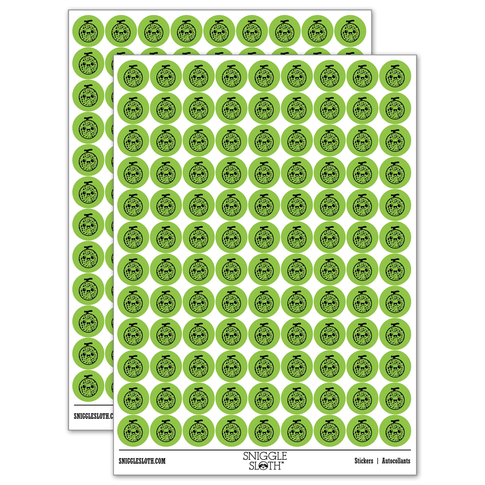 Happy Cute Honeydew Melon 200+ Round Stickers - Light Green - Matte ...